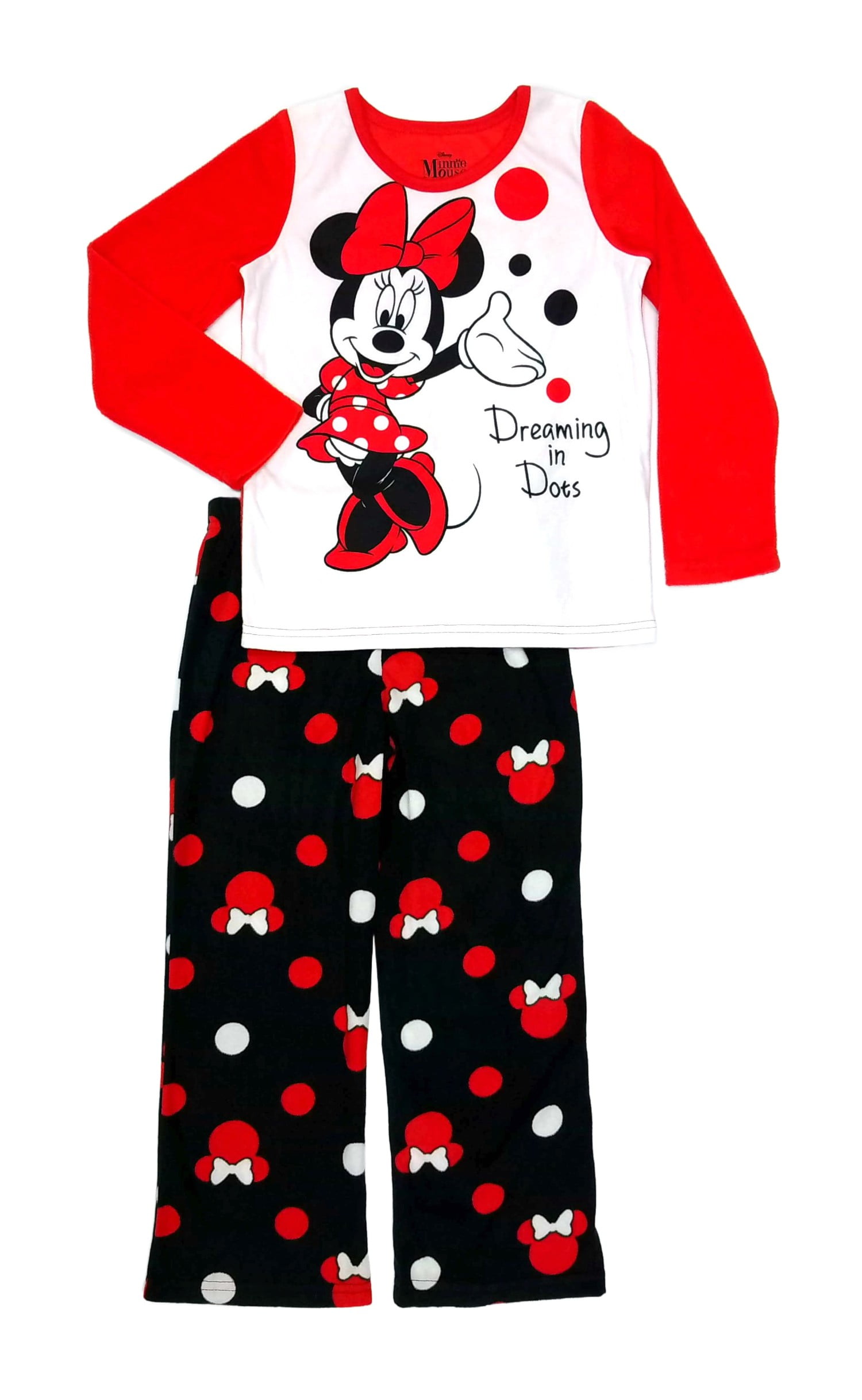 Minnie Mouse Girl's 'Dreaming in Dots' Soft Fleece Character Pajama Set ...