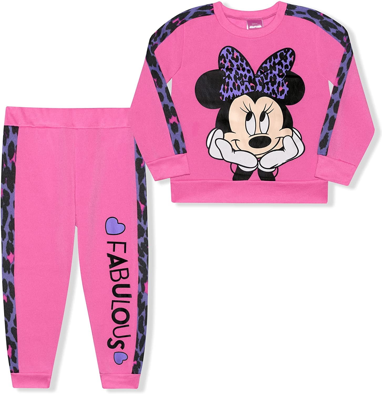 Minnie Mouse Girls 2 Piece Crewneck Character Long Sleeve and Jogger ...