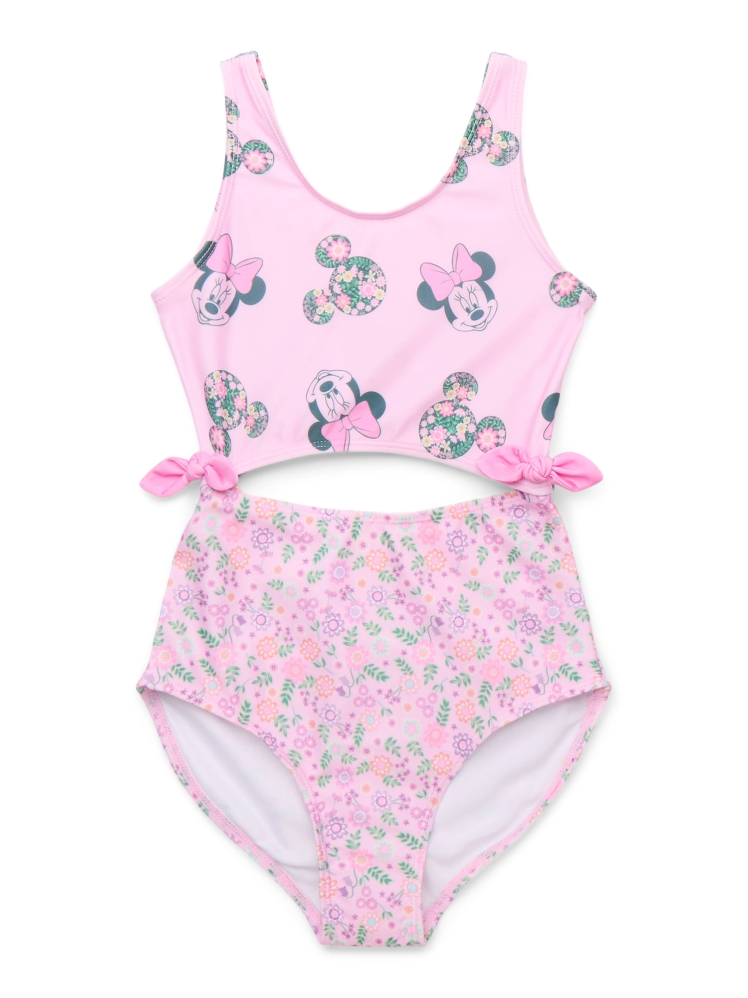 Minnie Mouse Girls Cut Out One Piece Swimsuit with UPF 50+, Sizes 4-6X ...