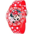 Minnie Mouse Girls' Plastic Case Watch, Printed Stretch Nylon Strap ...
