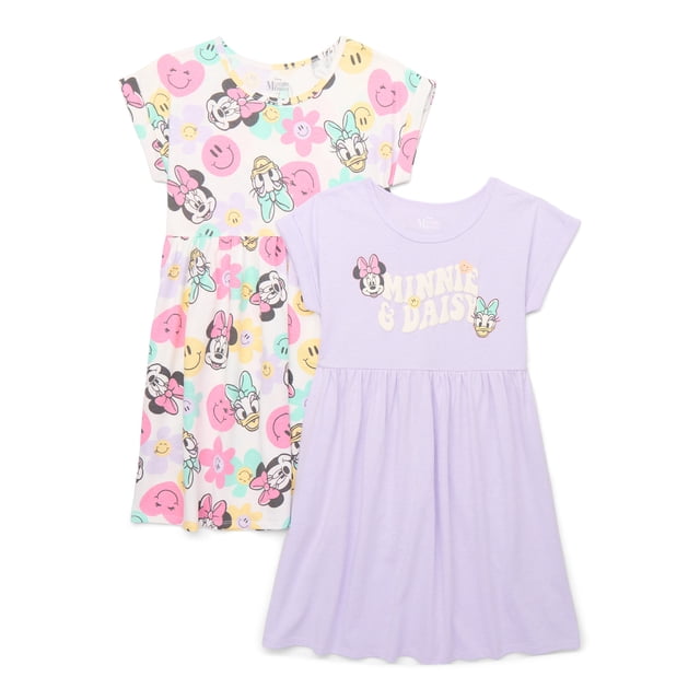 Minnie Mouse and Daisy Duck Girls’ Play Dress with Short Sleeves, 2 ...