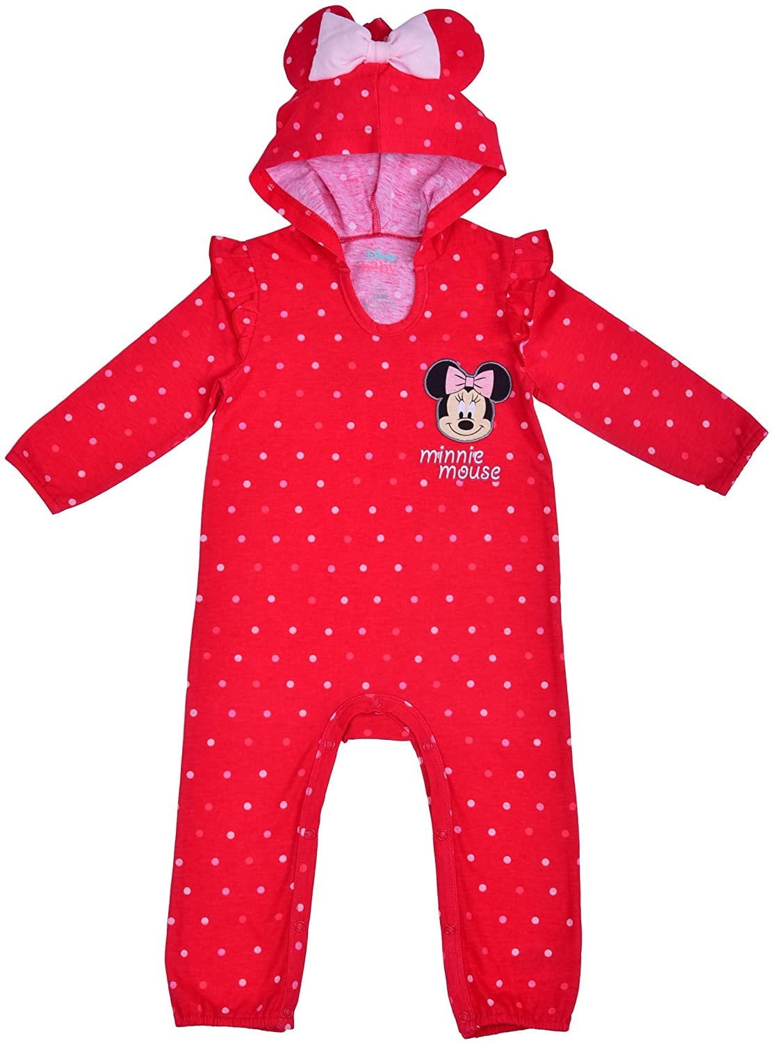 Minnie Mouse Girls Single Character Coverall Romper with Hood, Infant ...