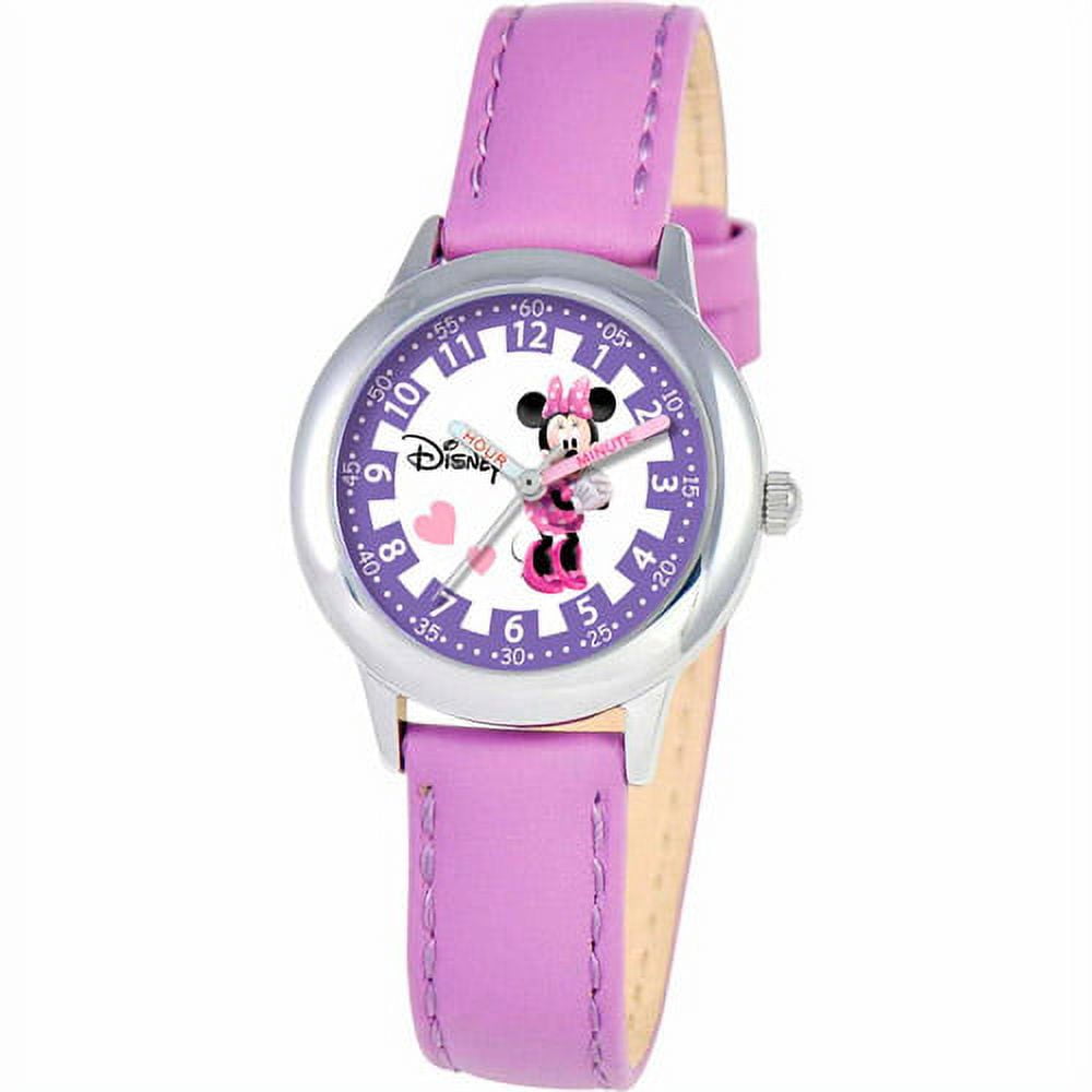 Minnie Mouse Girls' Stainless Steel Watch, Purple Strap - Walmart.com