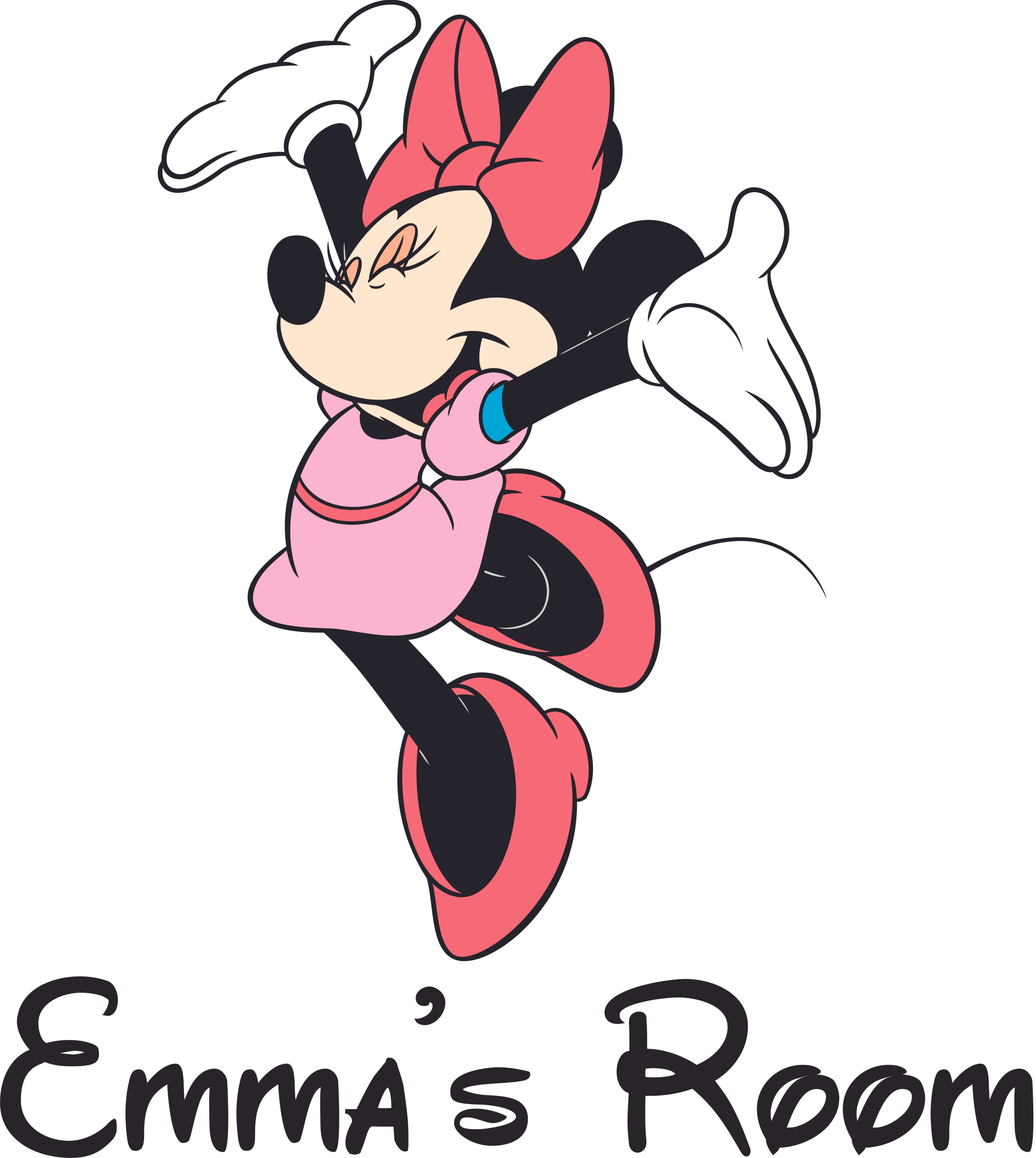Minnie Mouse Happy Face Childrens Personalized Wall Decal Custom Vinyl ...