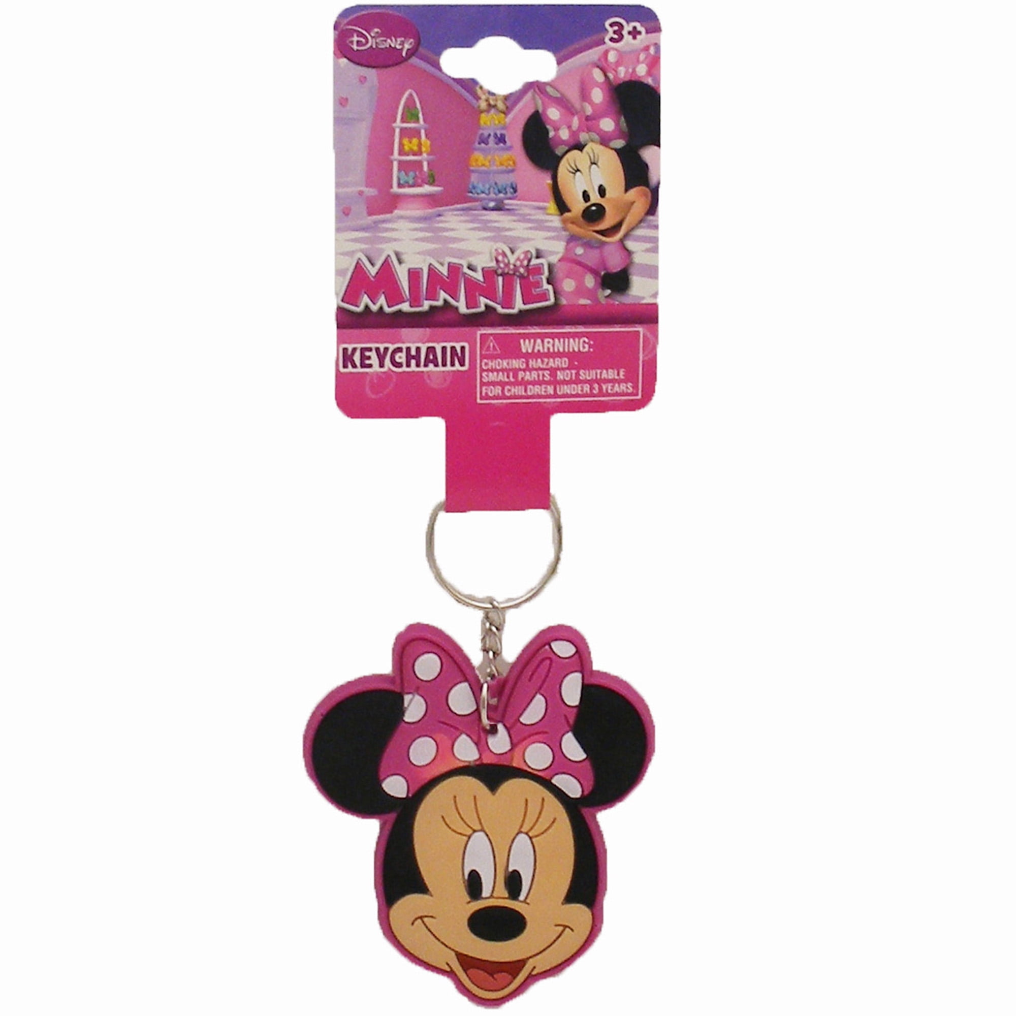 Minnie Mouse Head Pink Rubber Keychain - Walmart.com