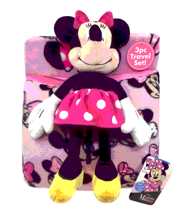 Minnie Mouse Kids Travel Set w/ Throw, Pillow Buddy & Decorative Pillow ...