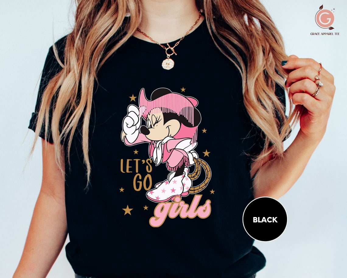 Minnie Mouse Let's Go Girls Cowgirl Western Women Girl Kids T-Shirt ...