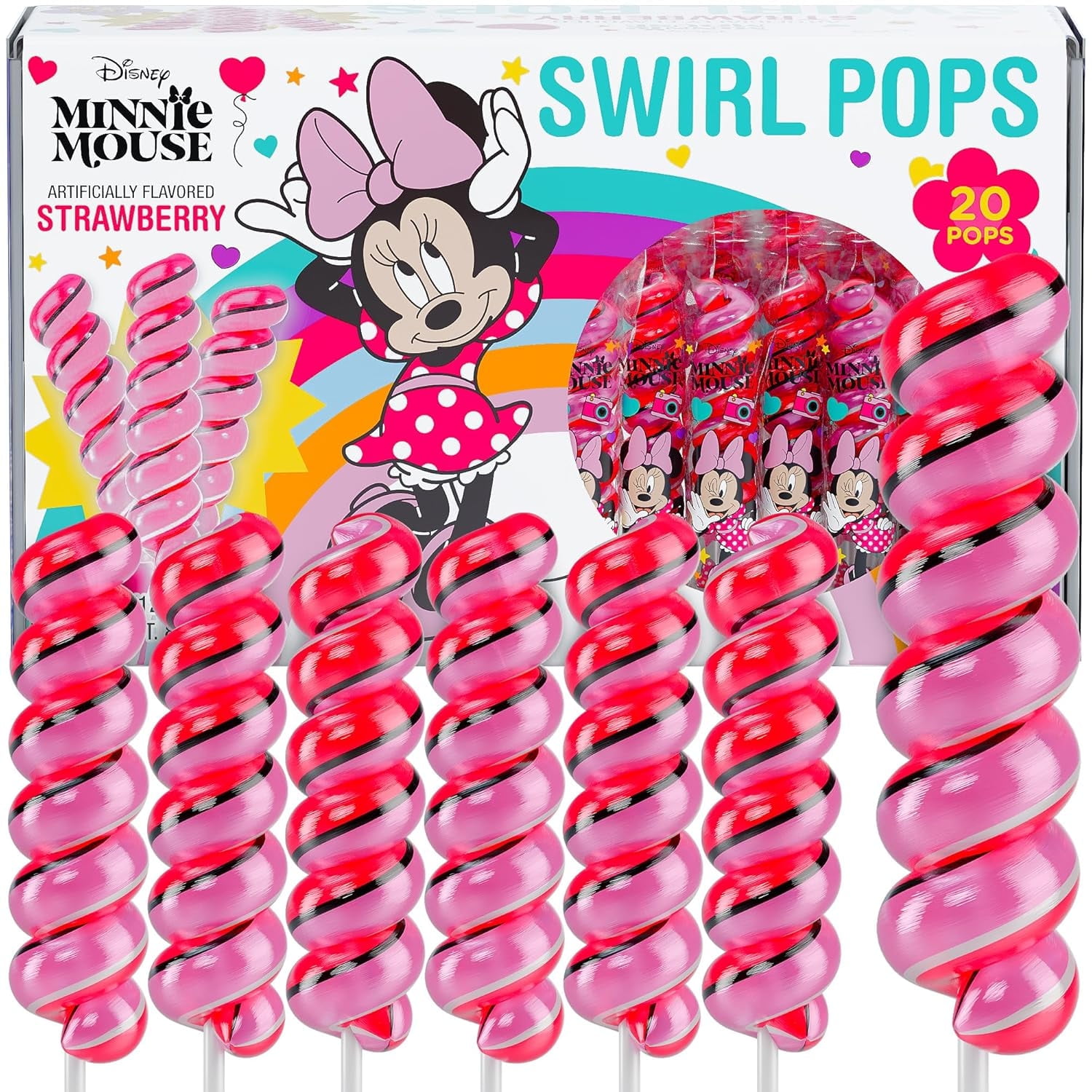 Minnie Mouse Lollipops Swirl 20pk- Minnie Mouse Candy & Minnie Mouse ...