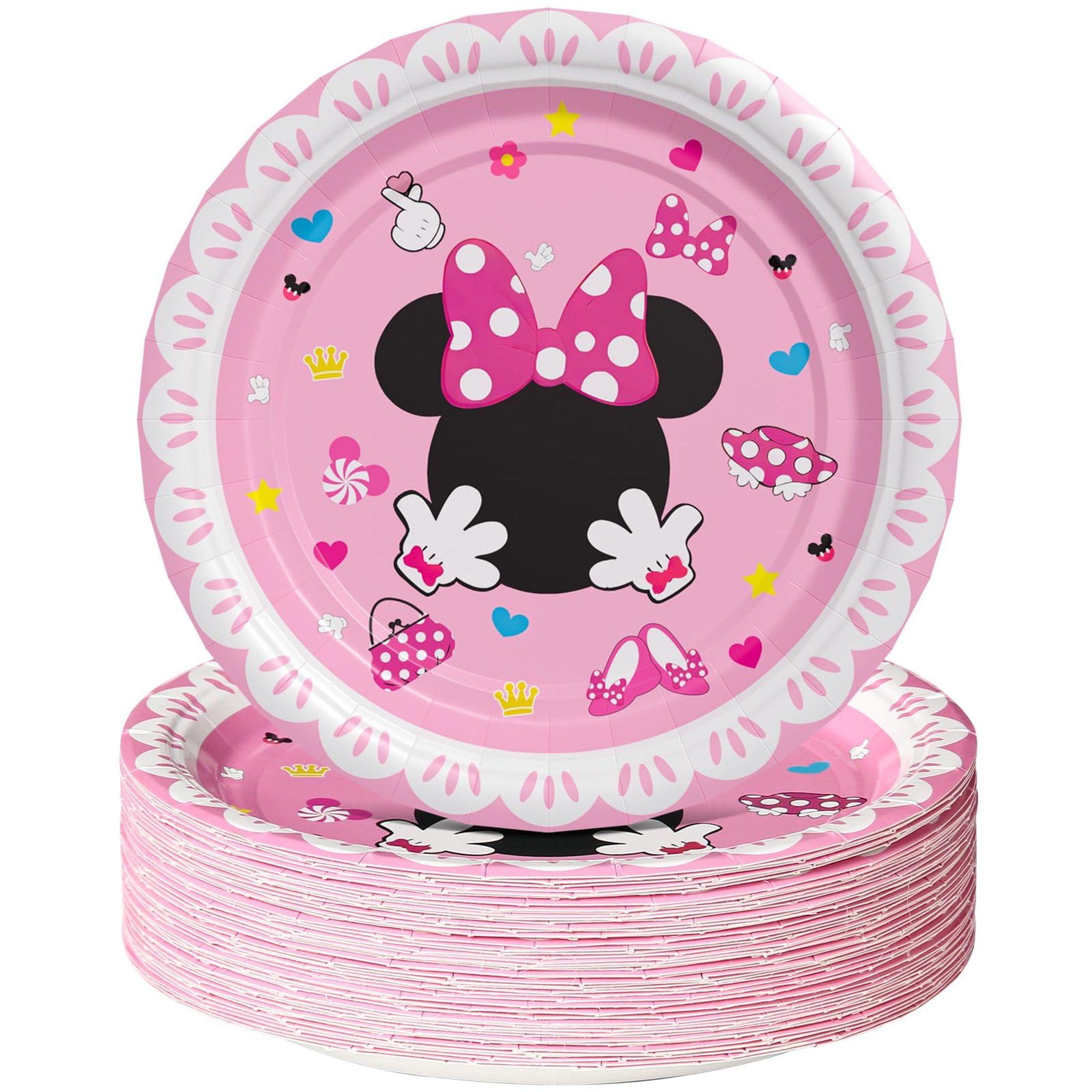 Minnie Mouse Magic Plates - 50 Pack of Pink 7 Inch Round Paper Dessert ...