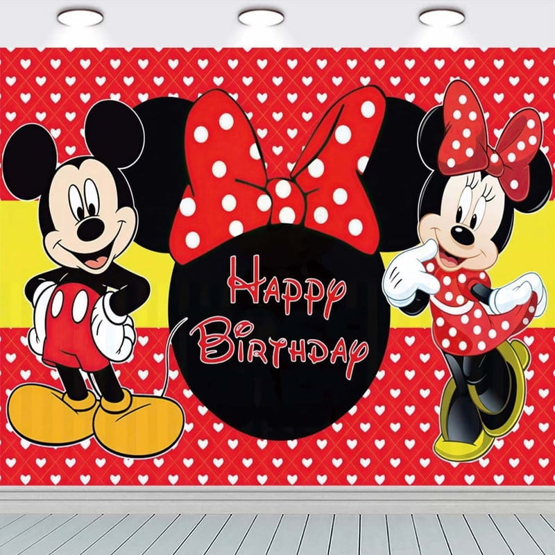 Mouse Mickey Birthday Banner Backdrop Background Taspestry Post Wall ...