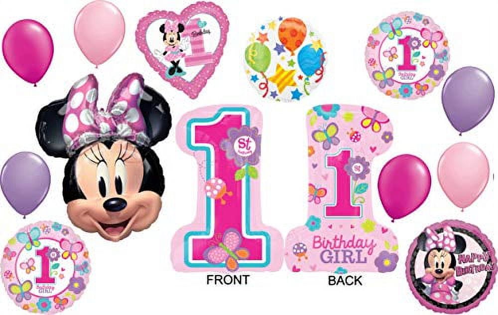 Minnie Mouse Party Supplies 1st Birthday Girl Balloon Bouquet Dancer ...