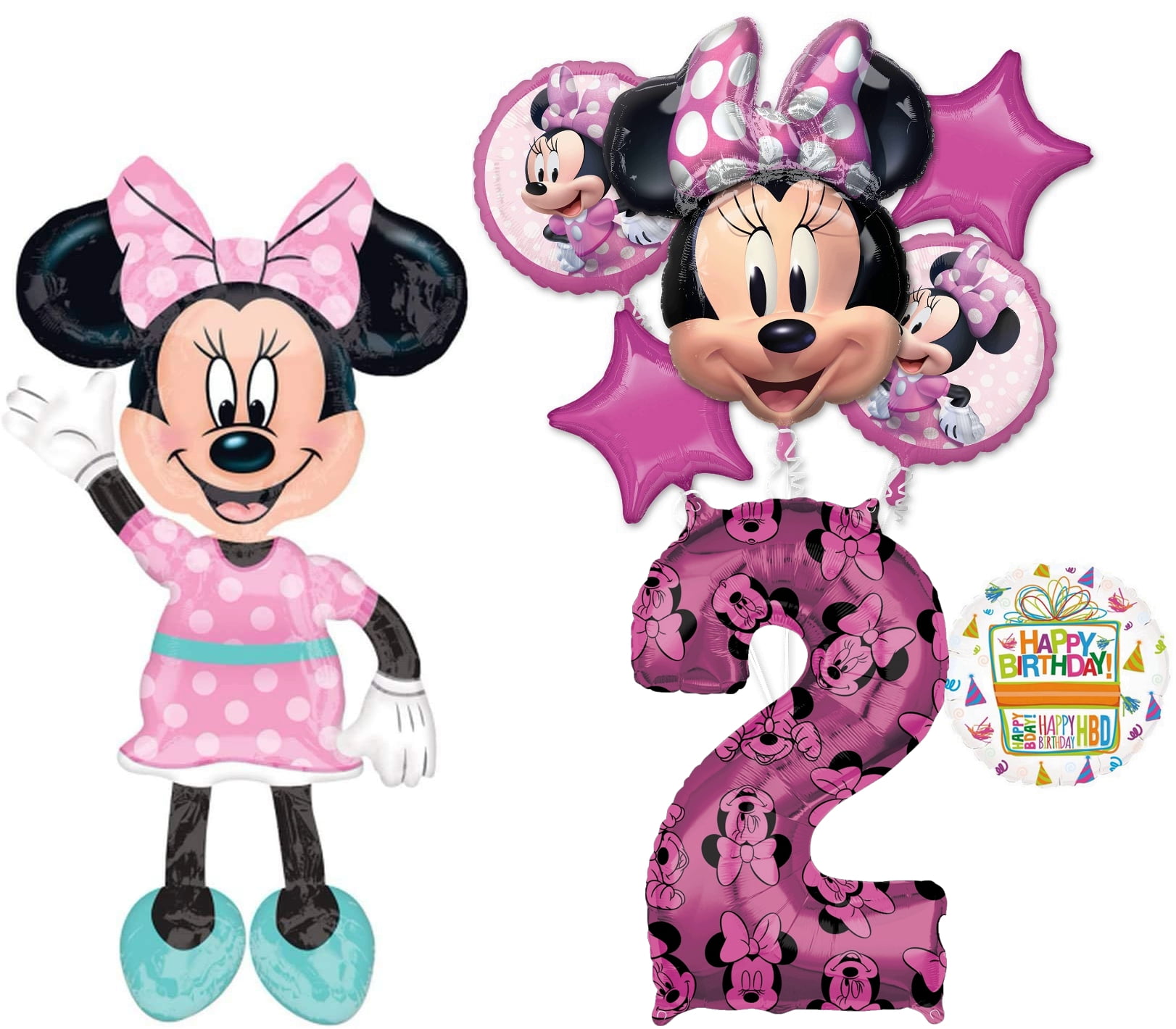 Minnie Mouse 2nd Birthday Party Supplies, Happy Helper Airwalker Foil ...