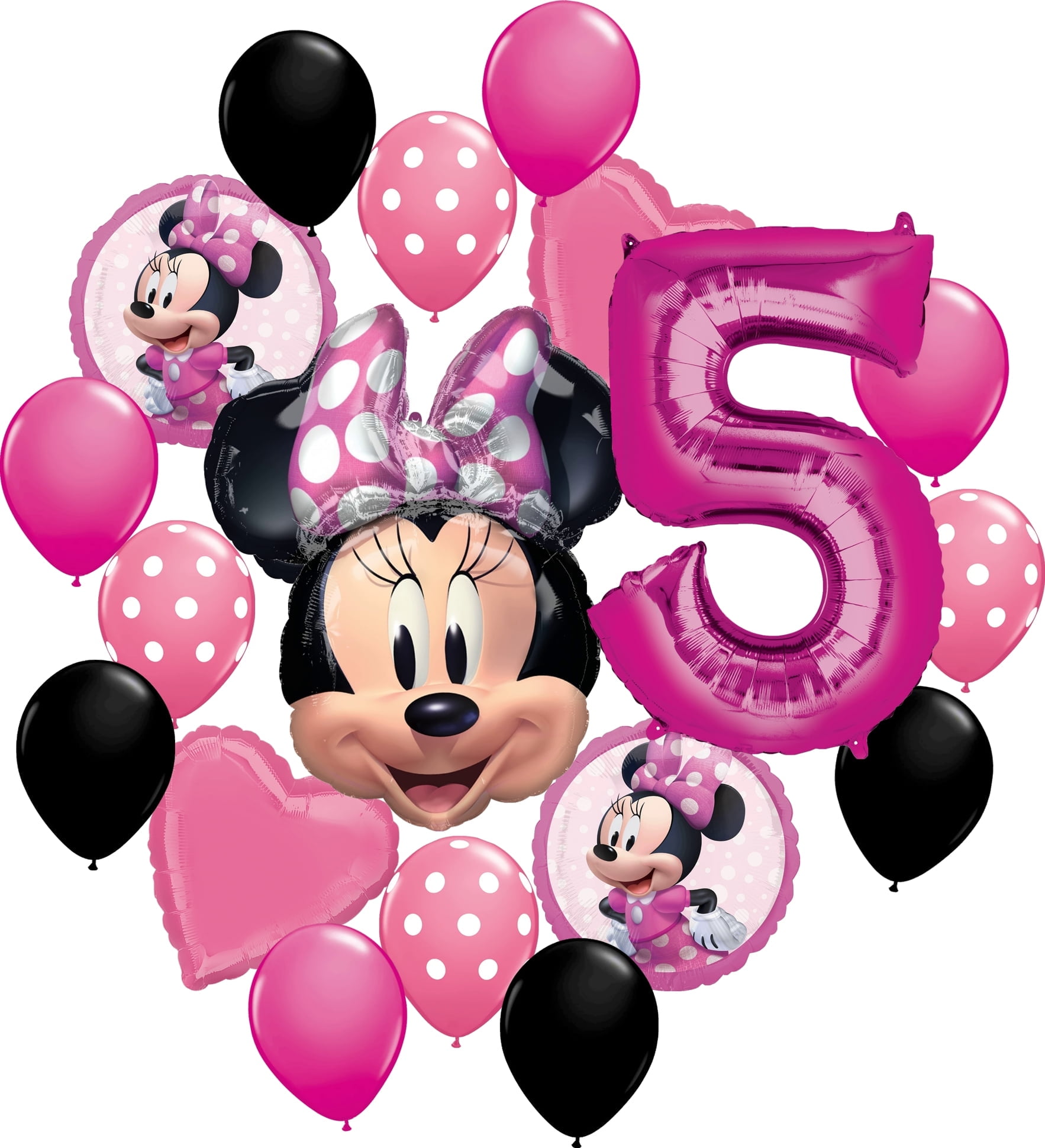 Minnie Mouse Party Supplies 5th Birthday Balloons Bundle with Character ...