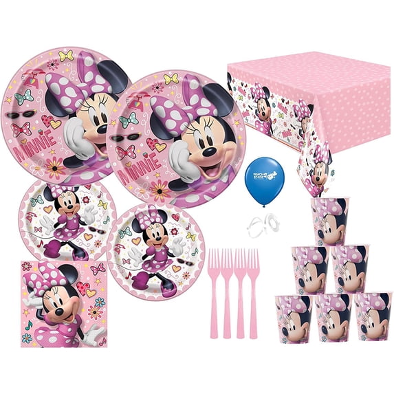 Minnie Mouse Party Supplies for 16 - Plates, Napkins, Cups, Forks ...
