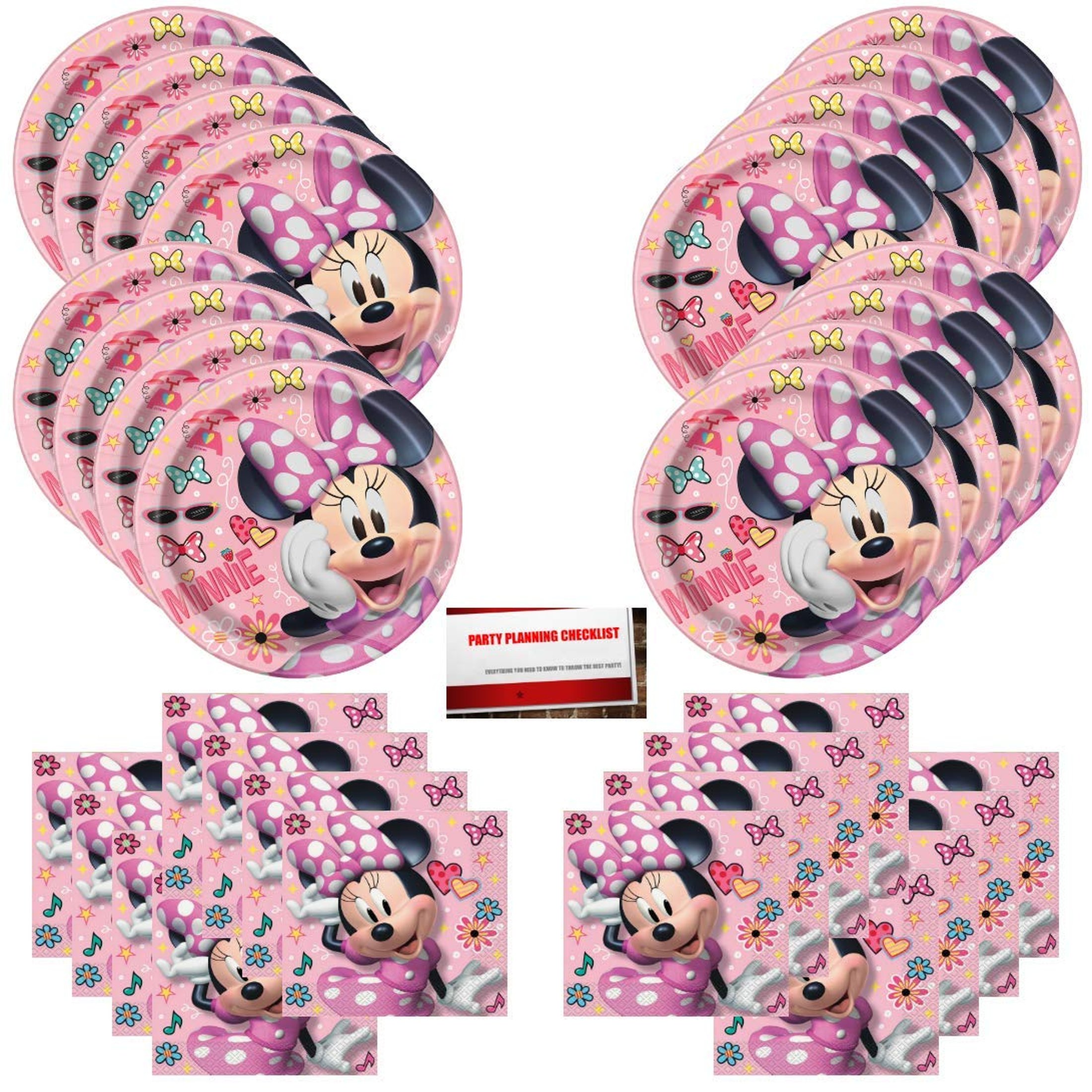 Minnie Mouse Pink Birthday Celebration Kit for 16 Guests with Complete ...