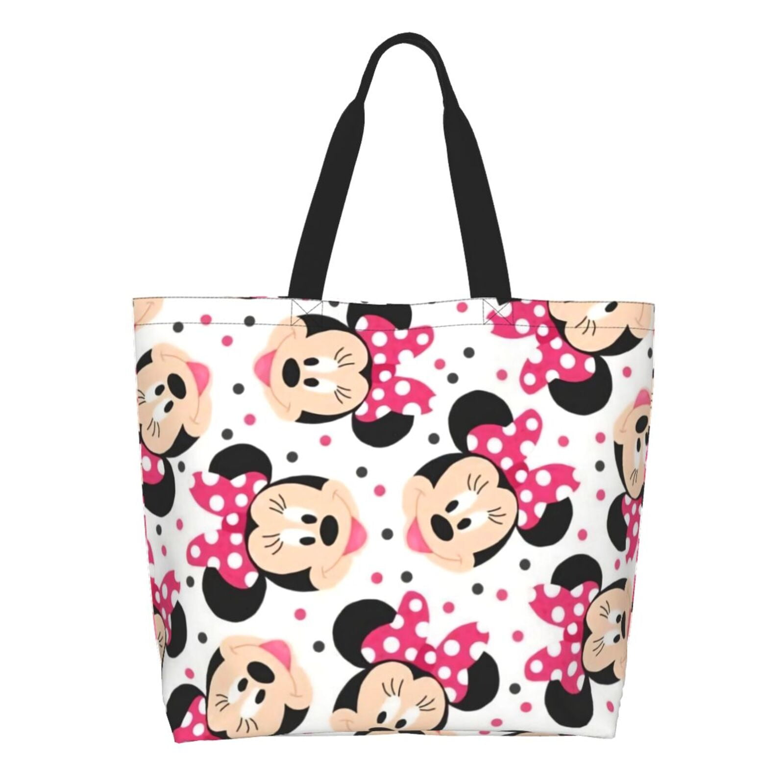 Minnie Mouse Pink Polka Dots Tote Bag for Women,Canvas Tote Bag with Compartments,Shoulder Bag ...