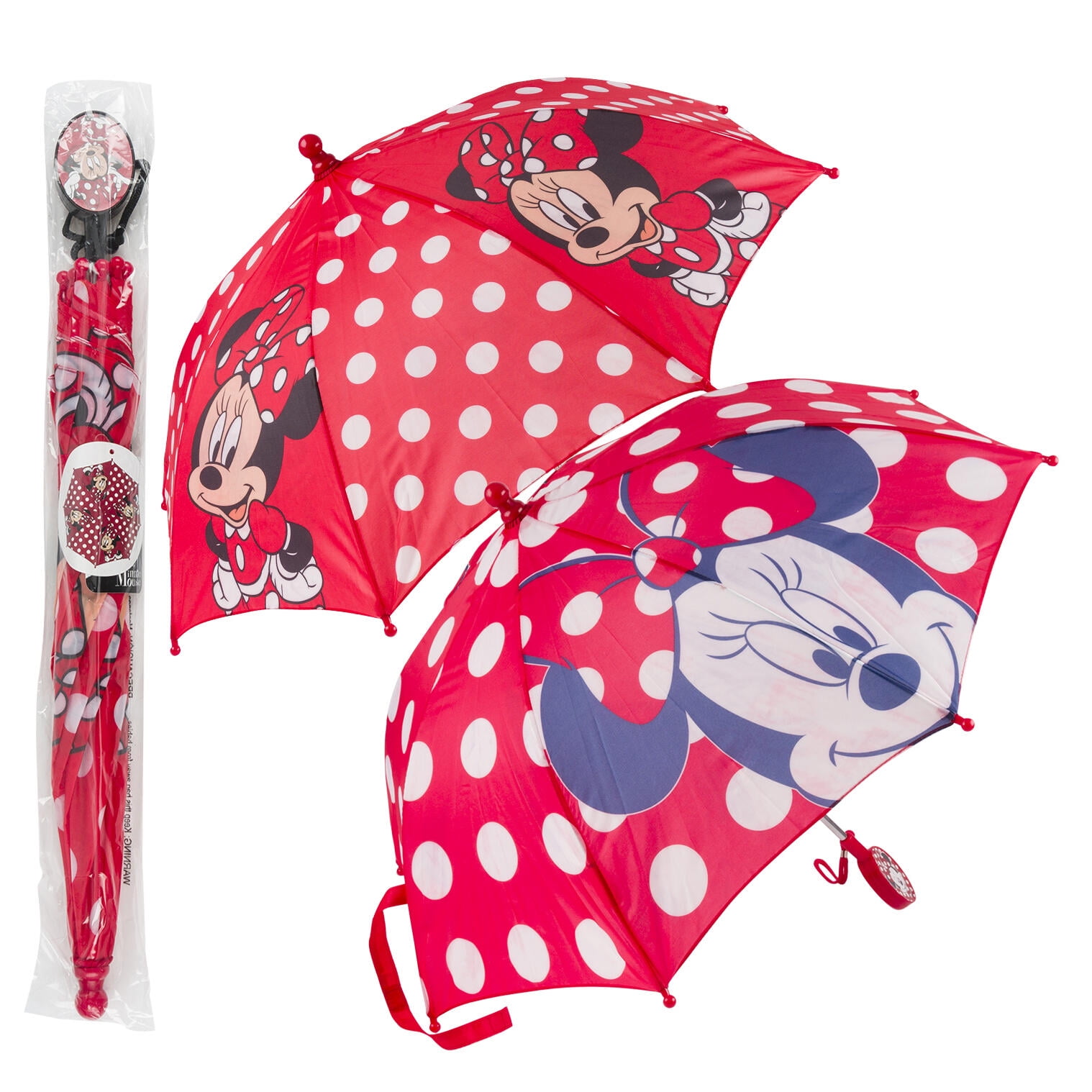 Disney Minnie Mouse Kids Umbrella, 2 Sets w/ Clamshell Handle, Toddler ...