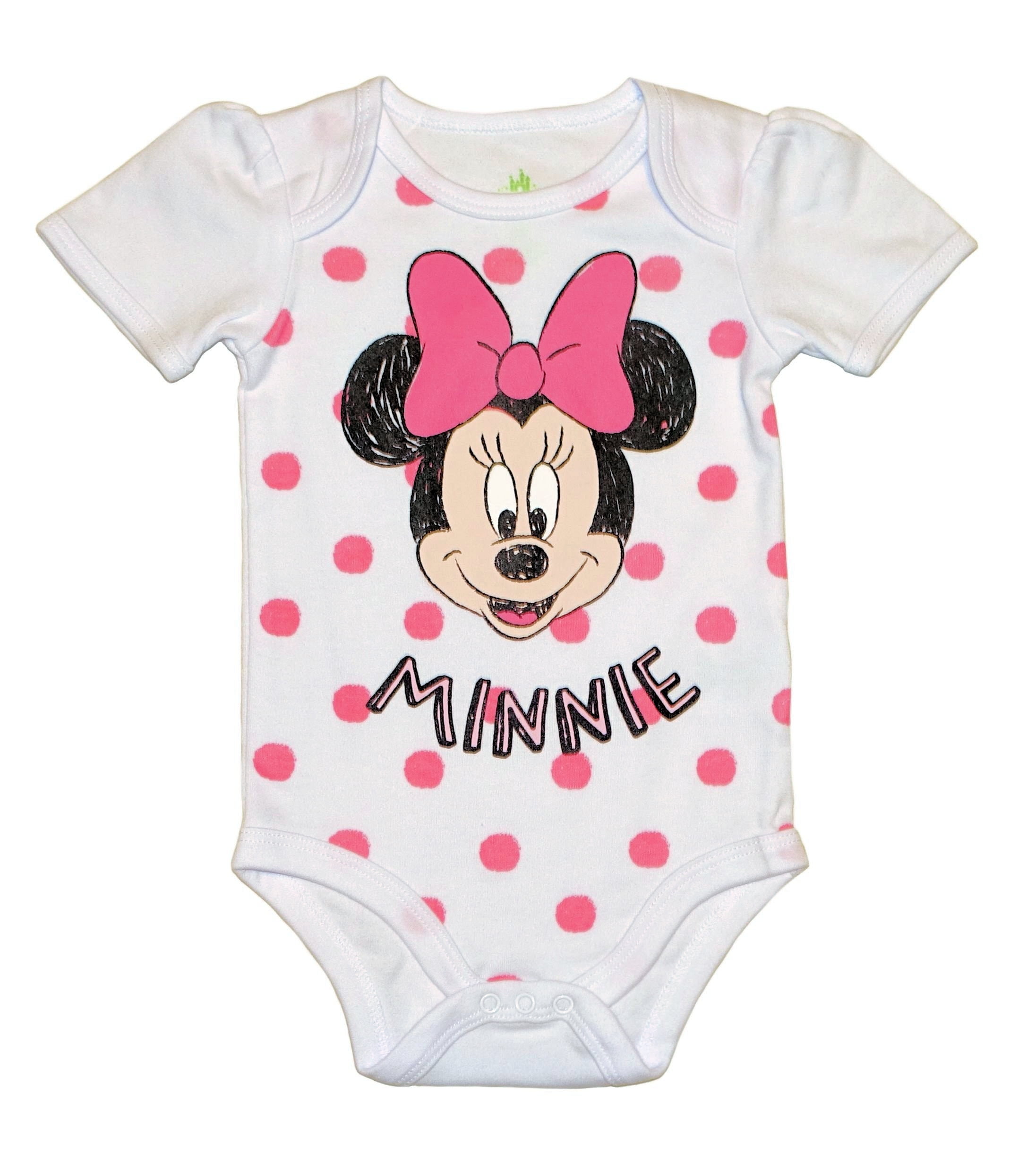 Minnie Mouse Polka Dot Baby Girls Bodysuit - Walmart.com