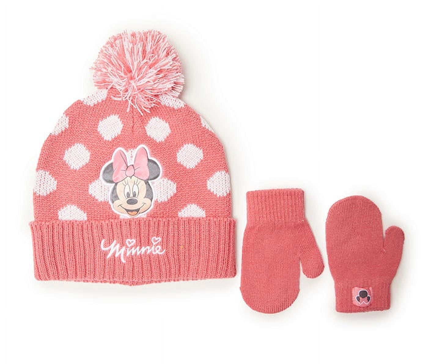 Minnie Mouse Polka Dot Pom-Pom Earflap Beanie & Mittens - Walmart.com