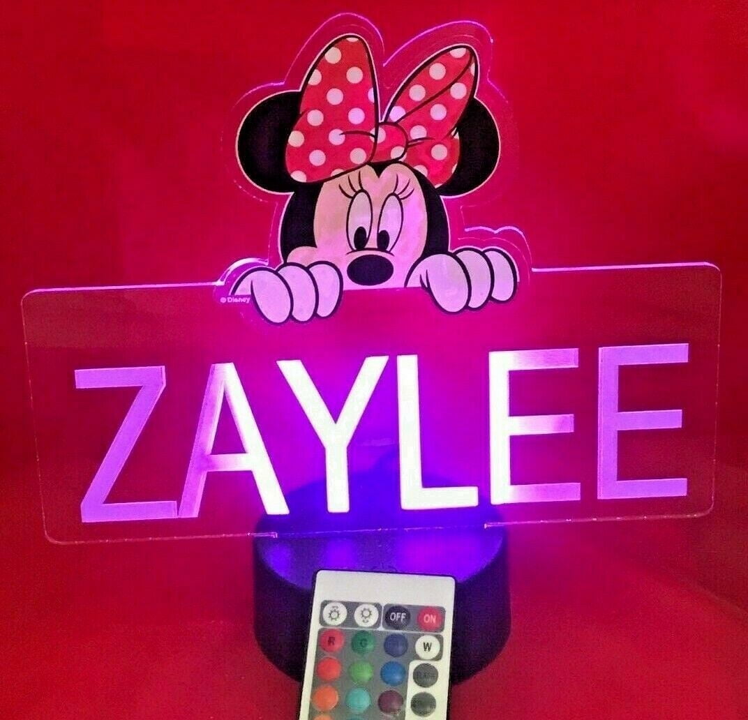 Minnie Mouse LED Princess Night Light, Personalized Table Lamp for Kids ...