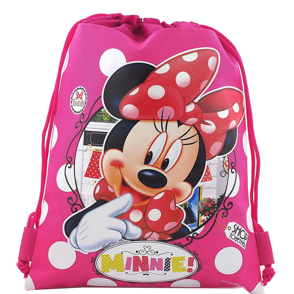 Minnie Mouse Shop Together Character Licensed Pink Drawstring Bag ...