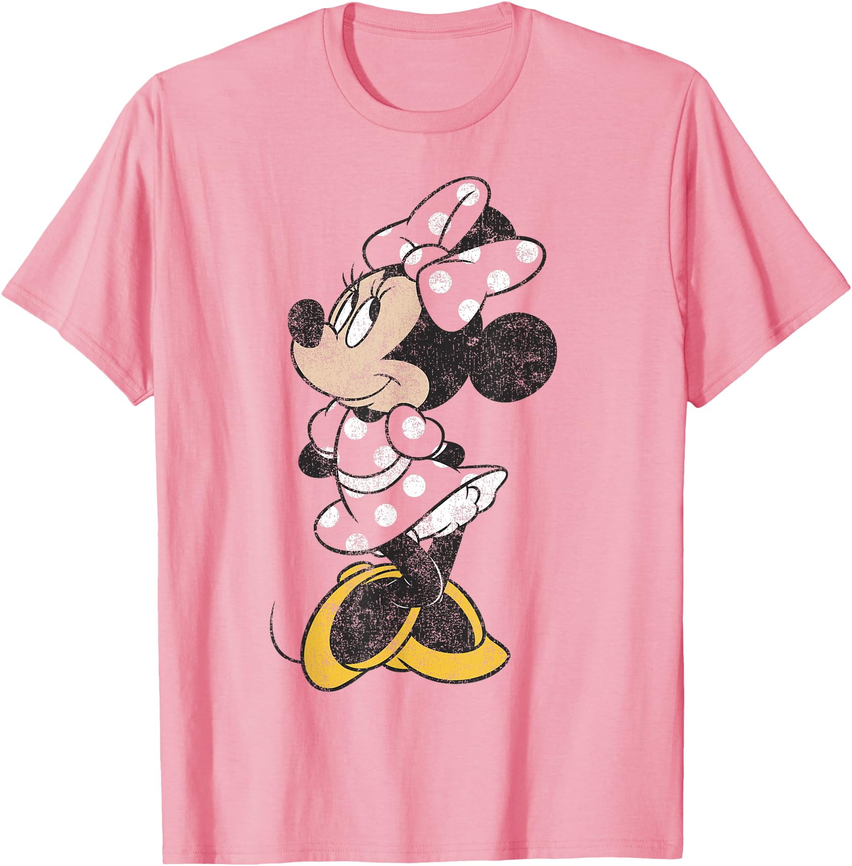 Minnie Mouse Simple Distressed DTG Print Unisex T-Shirt,Light Pink ...