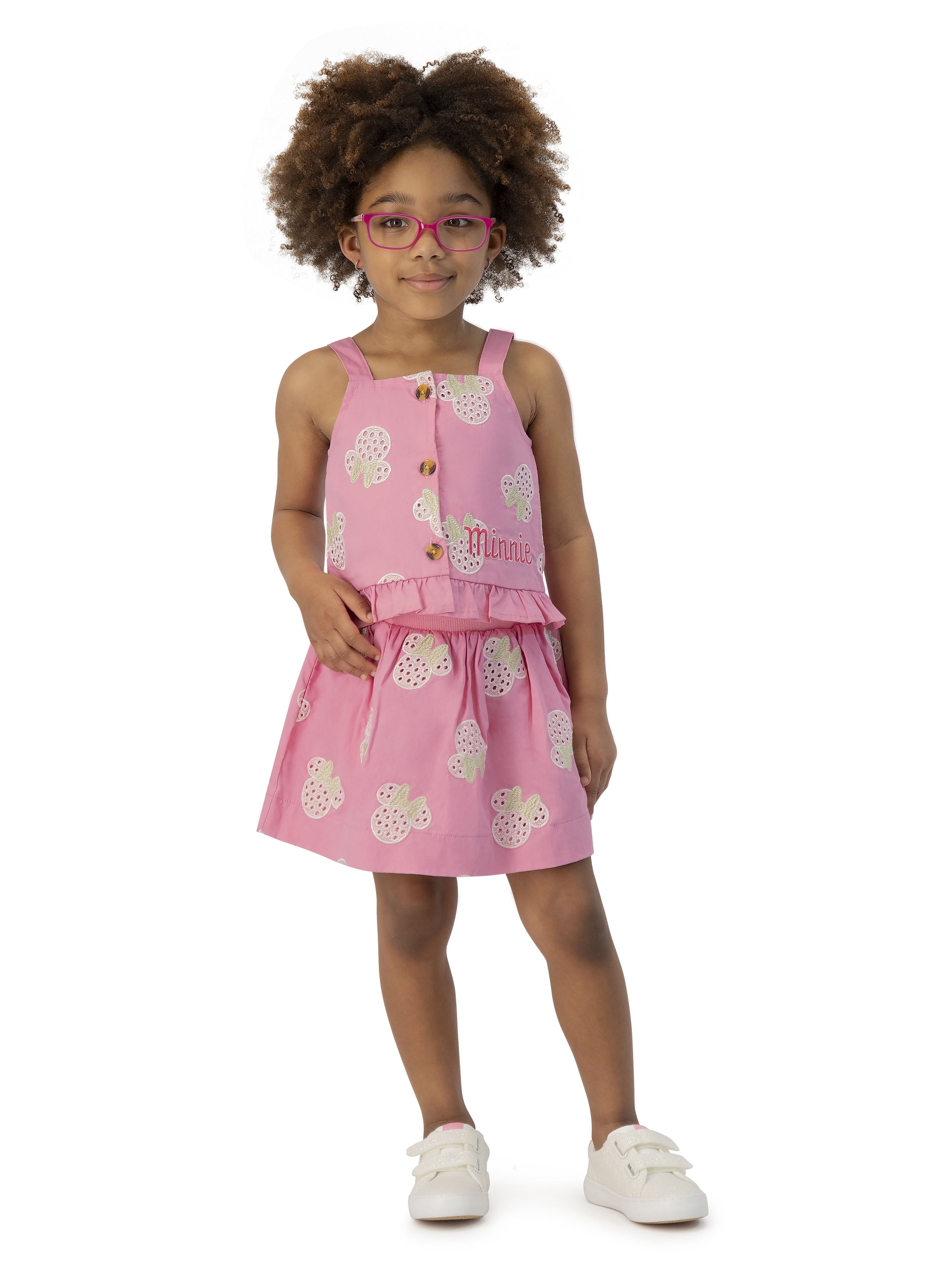 Minnie Mouse Toddler Girl 2 Piece Eyelet Skirt Set, Sizes 12 Months-5T ...