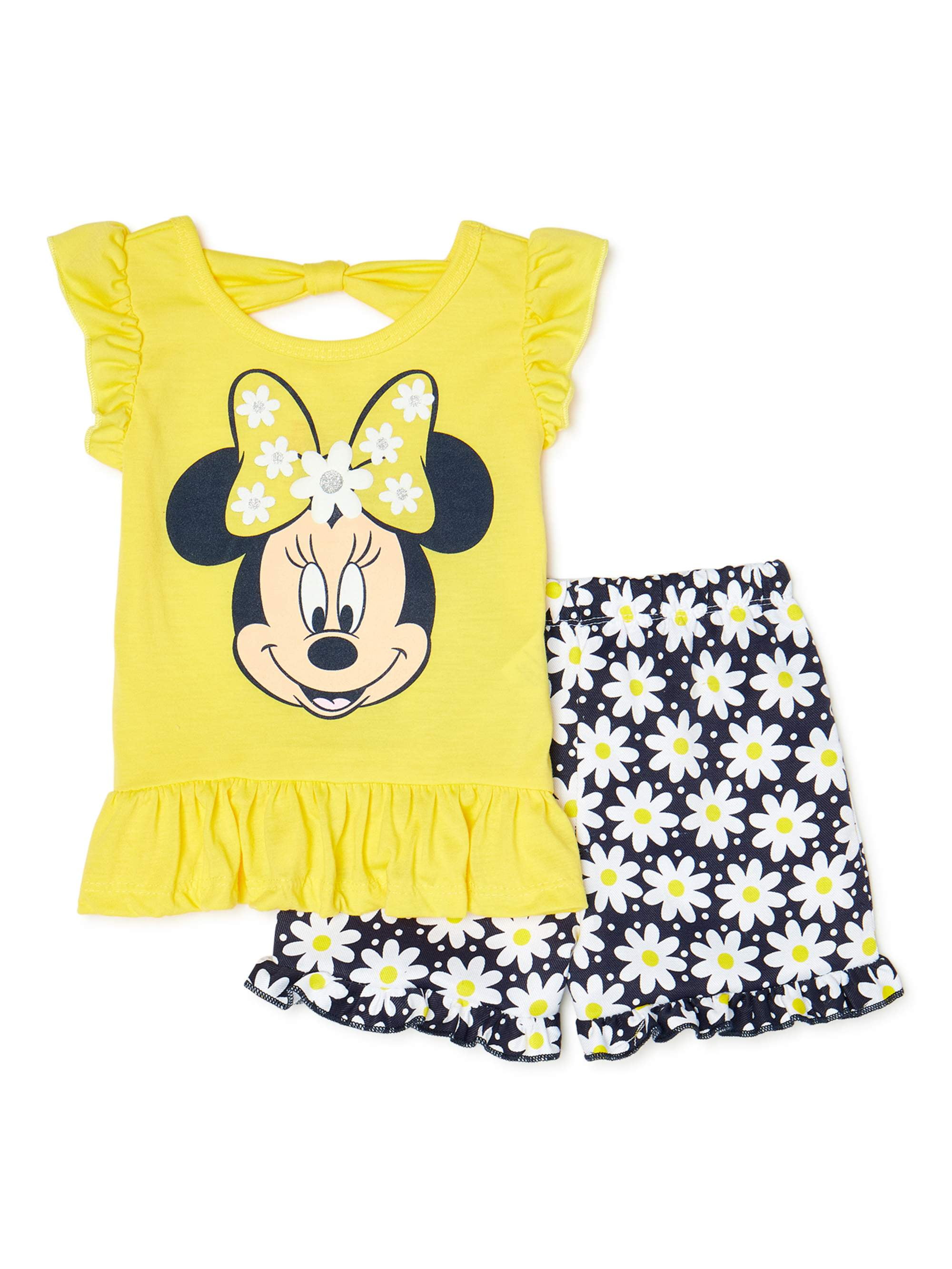 Minnie Mouse Toddler Girl Flutter Sleeve Ruffle Top & Daisy Shorts ...