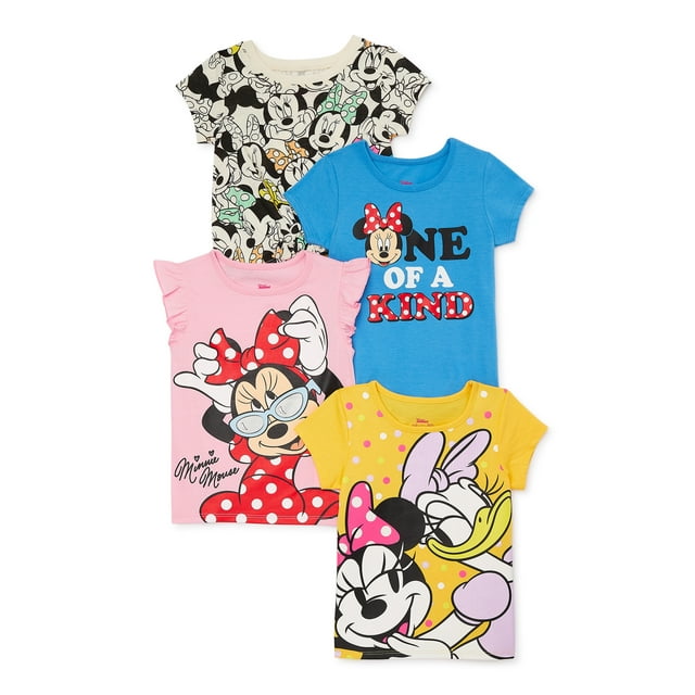 Minnie Mouse Toddler Girl Graphic Print Fashion T-Shirts, 4-Pack, Sizes ...