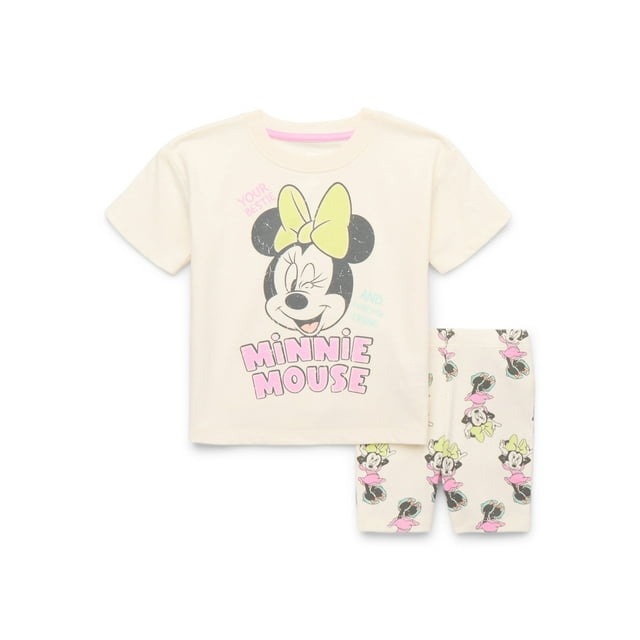 Minnie Mouse Toddler Girl Graphic Tee and Bike Shorts Set, 2-Piece ...