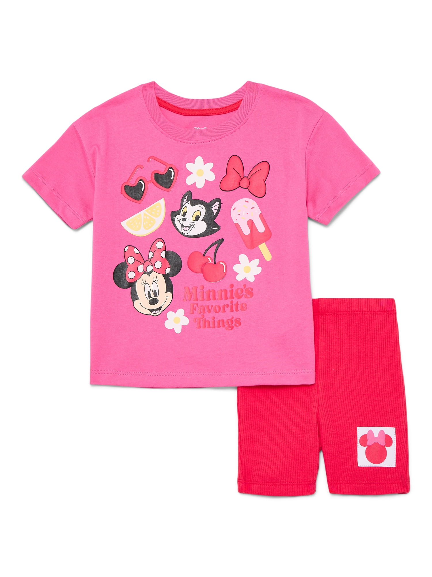 Minnie Mouse Toddler Girls Graphic Tee and Bike Shorts Set, 2-Piece ...