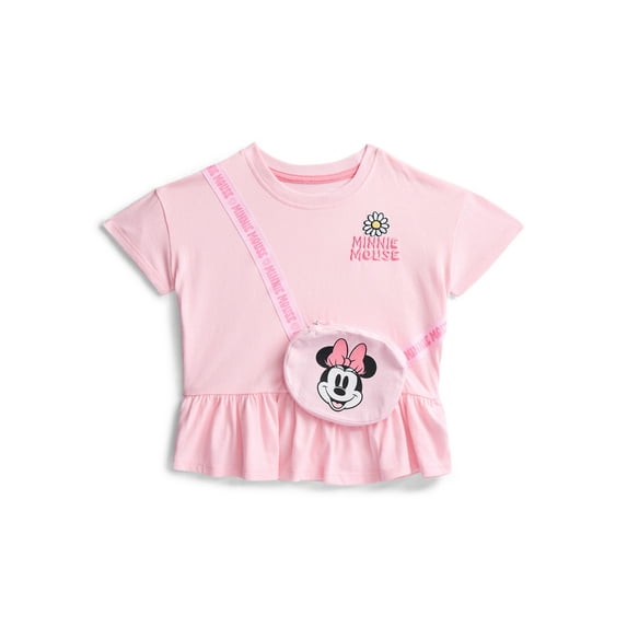 Minnie Mouse Toddler Girls Short Sleeve Peplum Tee with 3-D Bag, Sizes ...