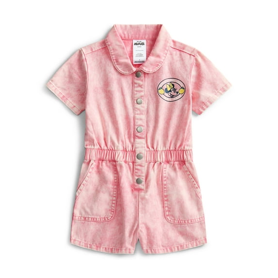 Minnie Mouse Toddler Girls Twill Romper with Short Sleeves, Sizes 12M ...