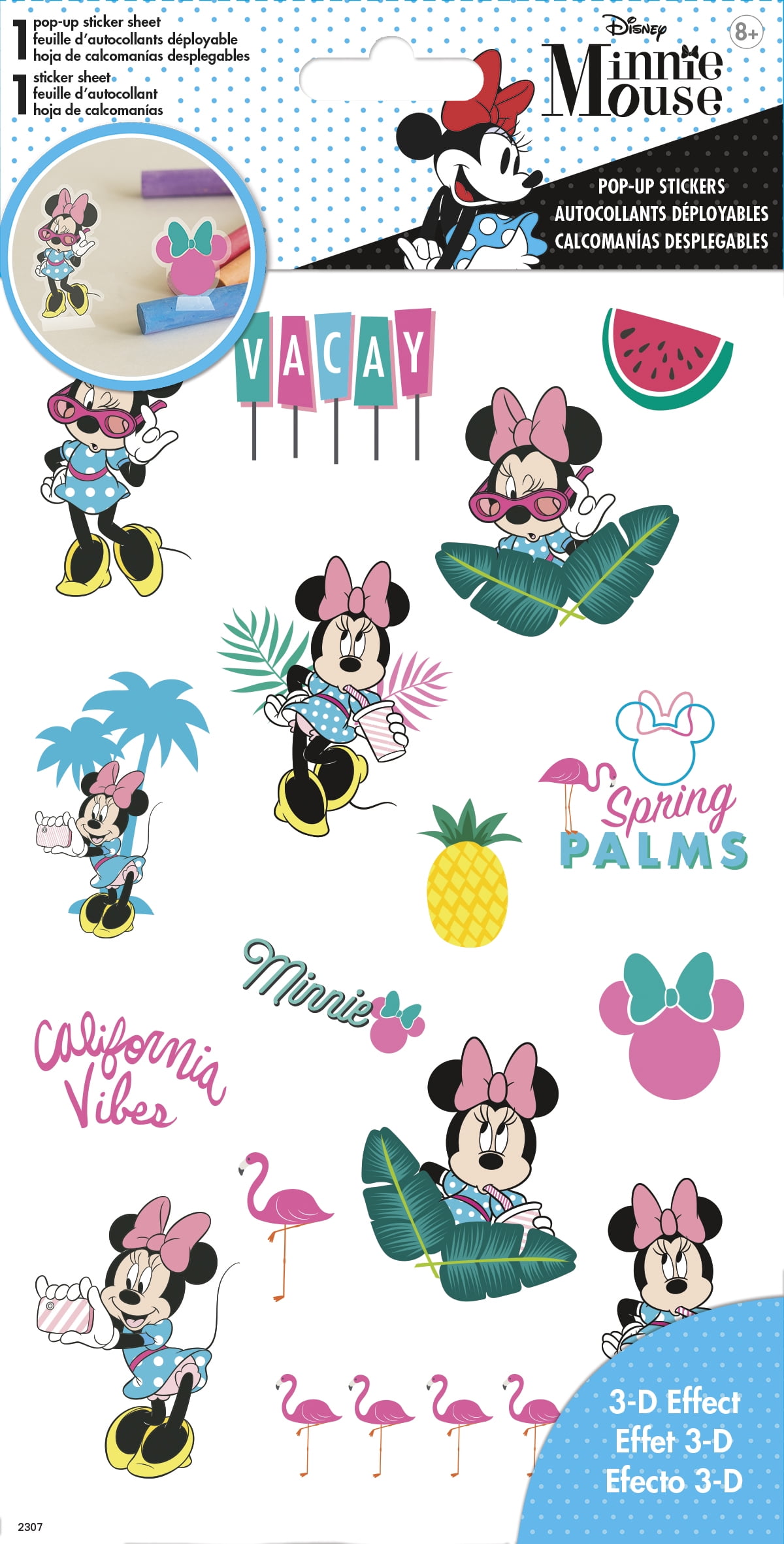 Minnie Mouse Tropical Pop Up Stickers 4 x 8 - Walmart.com