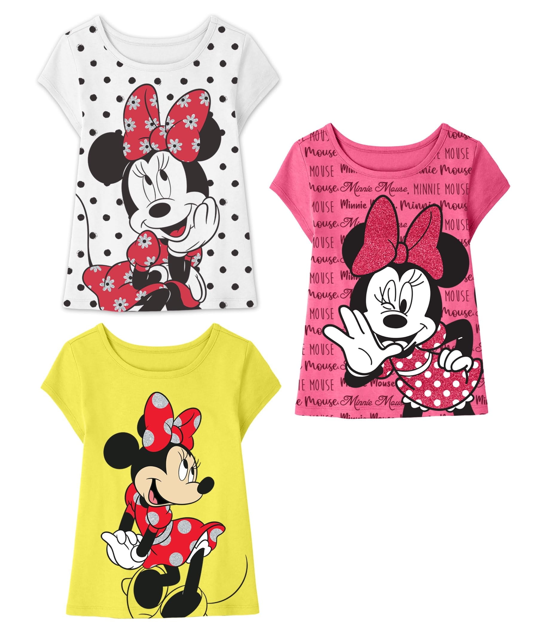 Disney Minnie Mouse Girls T-Shirt, Toddler and Kids Clothes, White ...