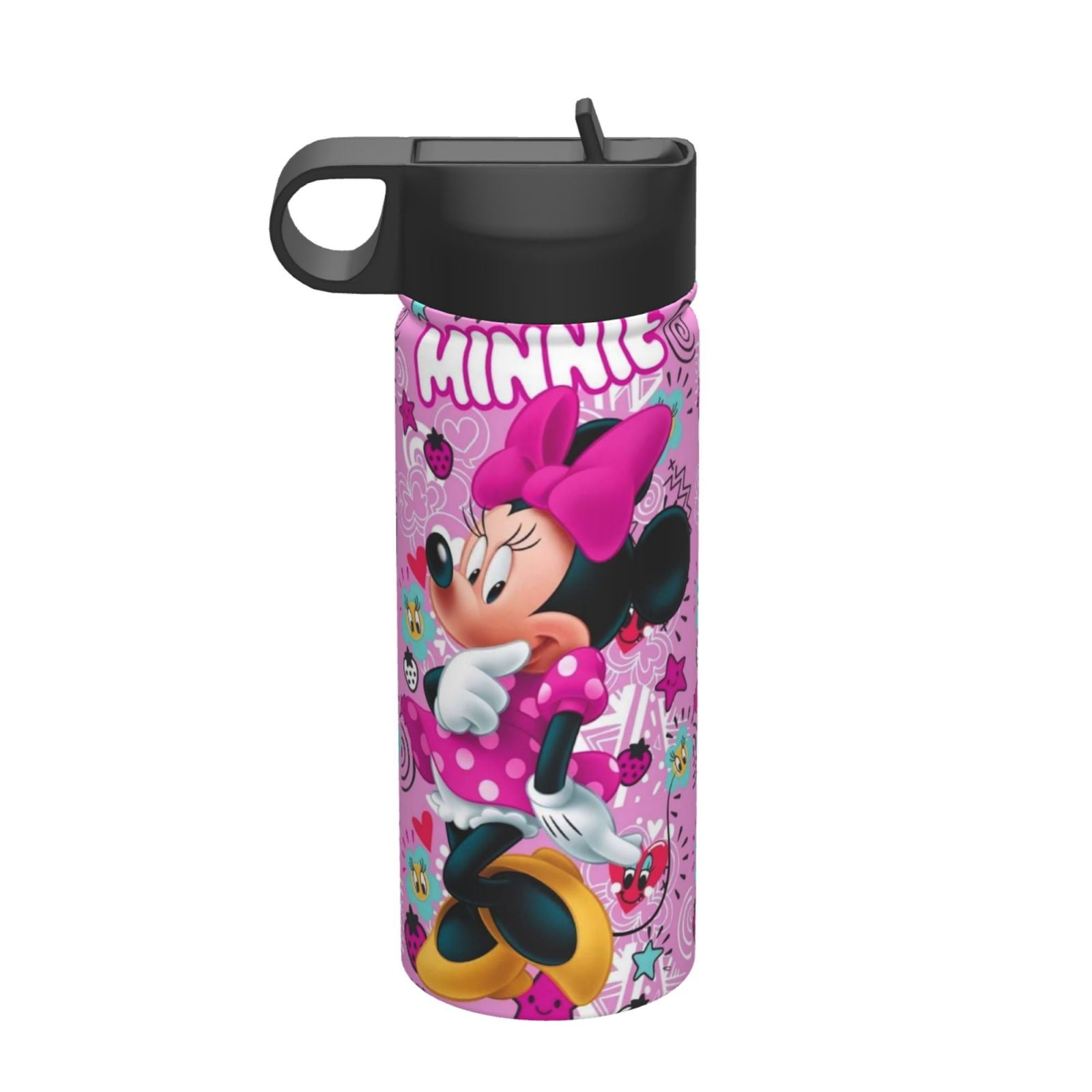 Minnie Mouse Vacuum Insulated Water Bottles with Flip Straw Lid, Double Wall Stainless Steel ...