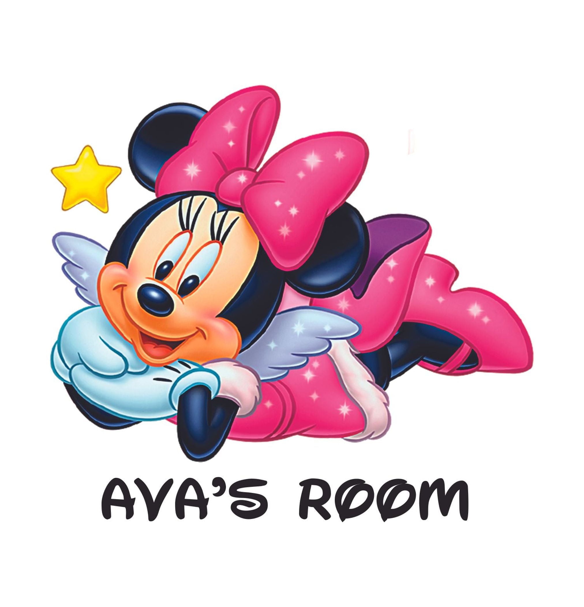 Minnie Mouse Wings Star Cartoon Customized Wall Decal - Custom Vinyl ...