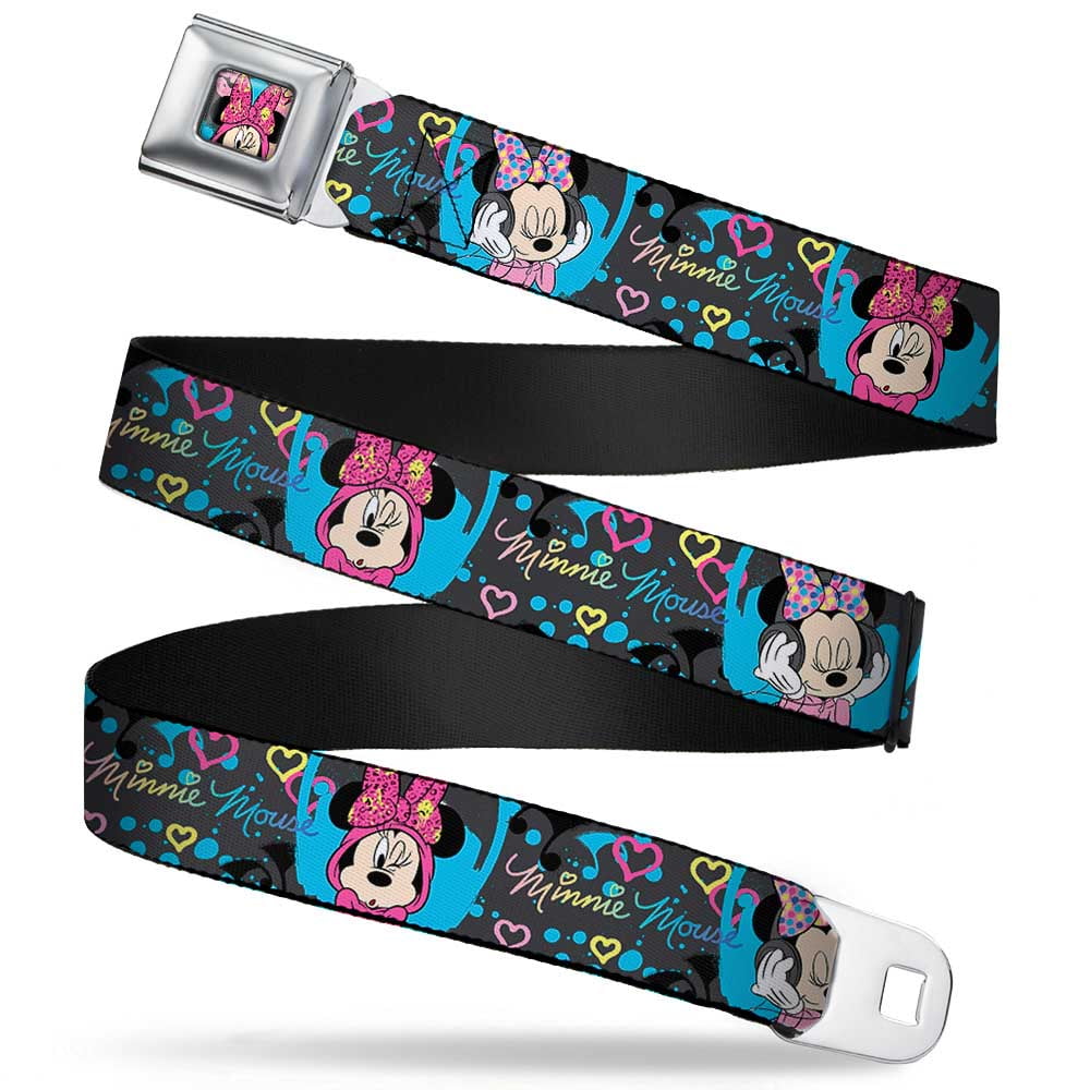 Minnie Mouse Winking Close Up Full Color Multi Color Minnie Mouse Hoody & Seatbelt Belt Standard ...