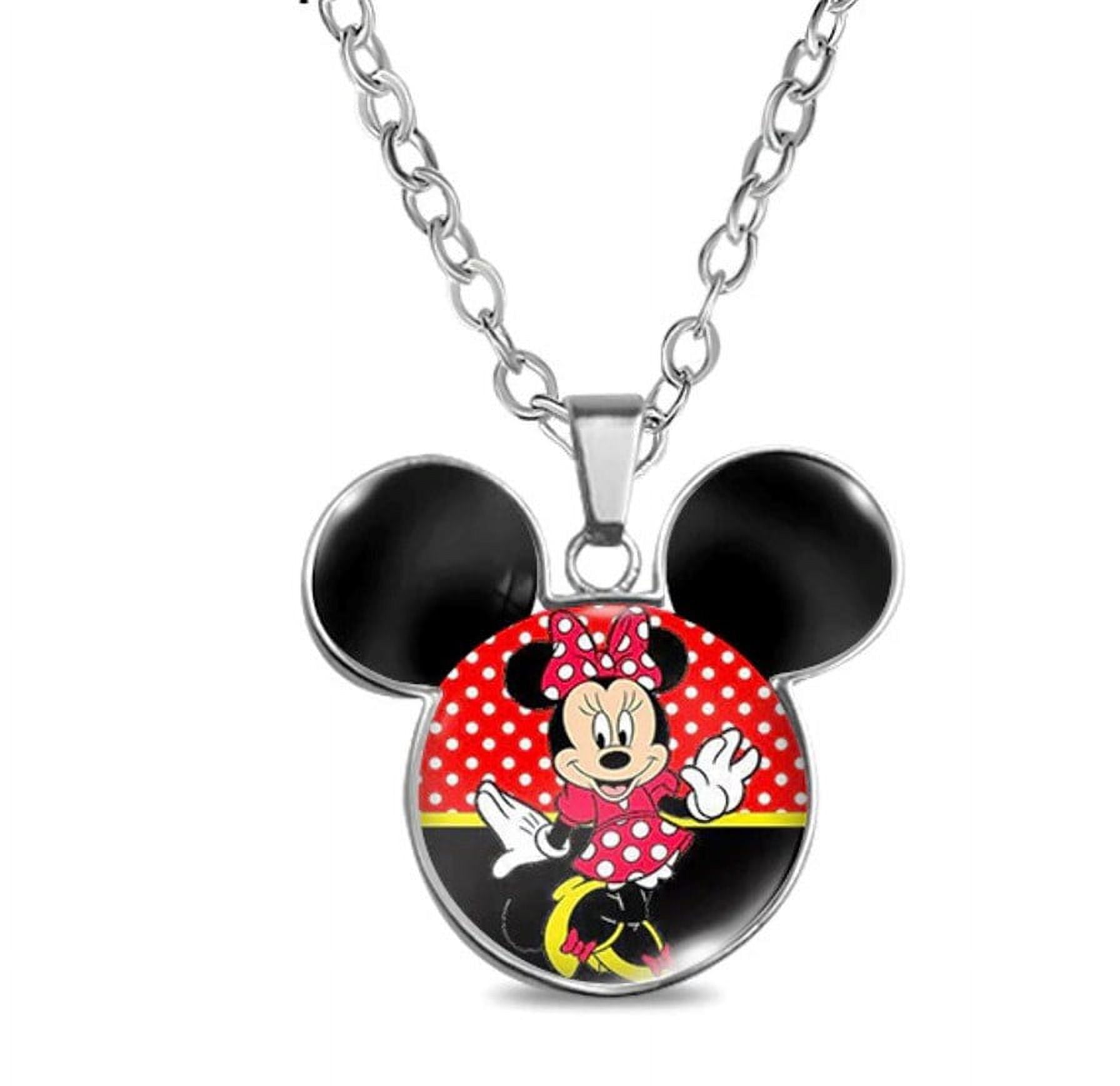 Minnie Mouse With Ears Cartoon Character Glass Domed Metal Pendant ...