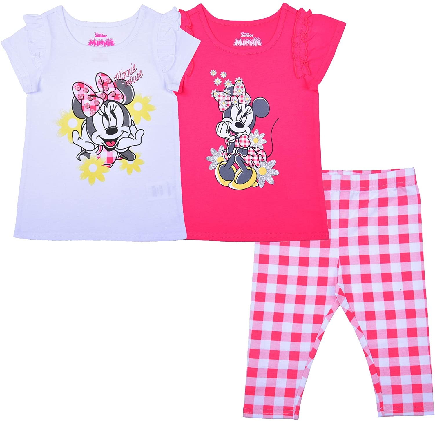 Minnie Mouse And Daisy Duck Girls 3 Piece 2 Short And Legging Set 8523