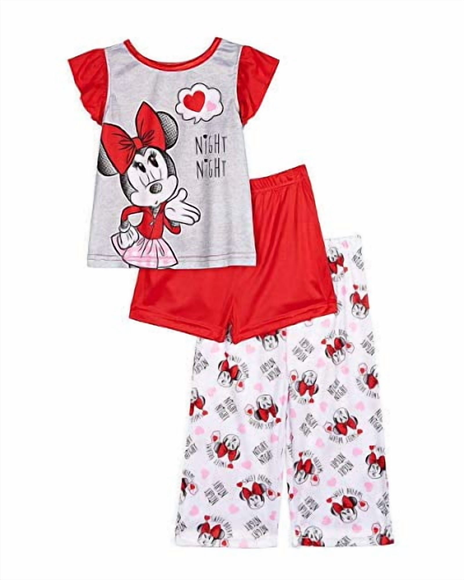 Minnie Night Night Kisses Toddler Girl's 3-Piece Pajama Shorts, Pants ...