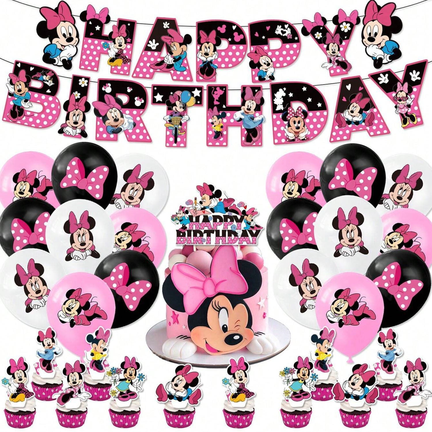 Minnie Party Decorations Suit Minnie Theme Birthday Banners, Balloons ...