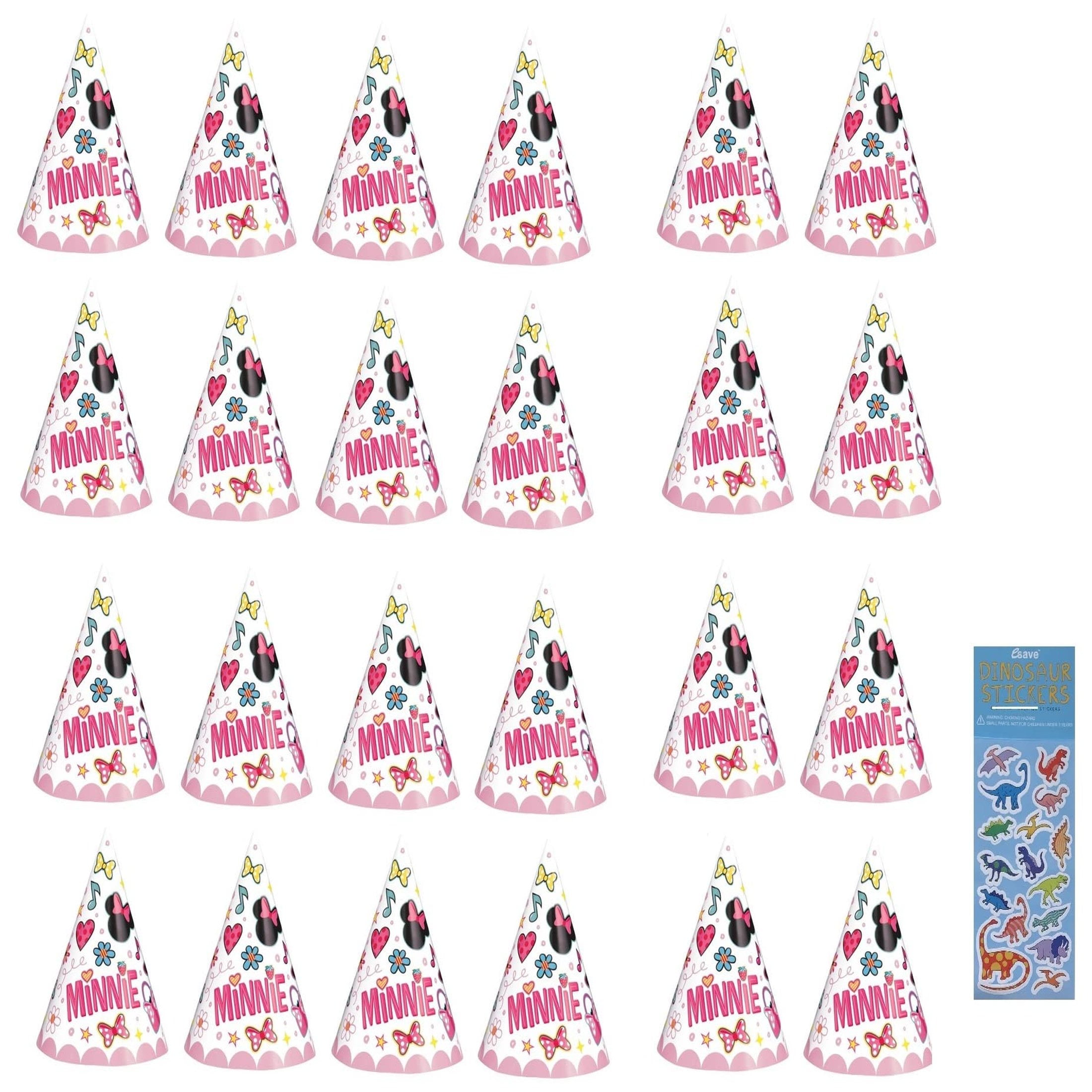 Minnie Party Hat Pack - 24 Paper Cone Hats for Birthday Celebrations ...