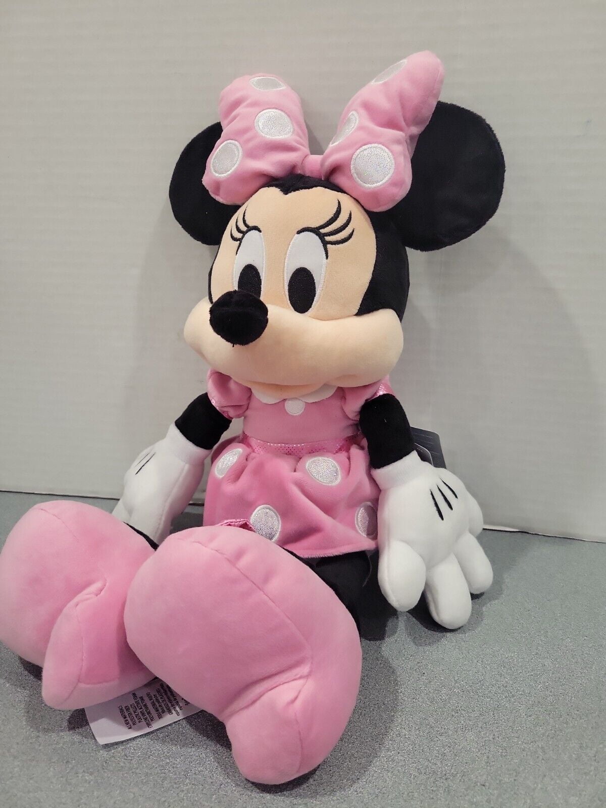 Minnie Plush Pink Polka Dots 13" Sitting Stuffed Animal Mouse 19" Tall ...