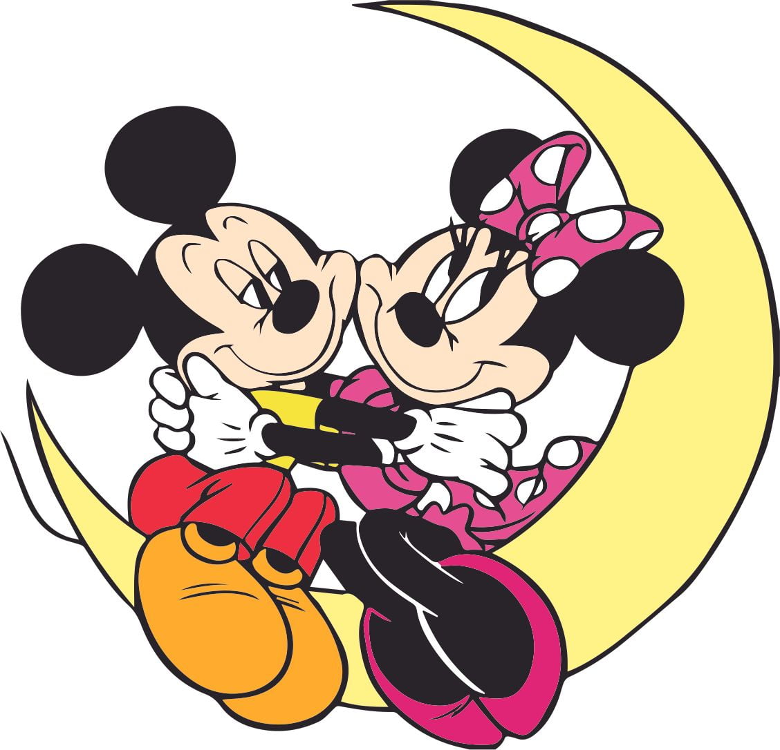 Minnie Sitting Moon Color Cartoon Customized Wall Decal - Custom Vinyl ...