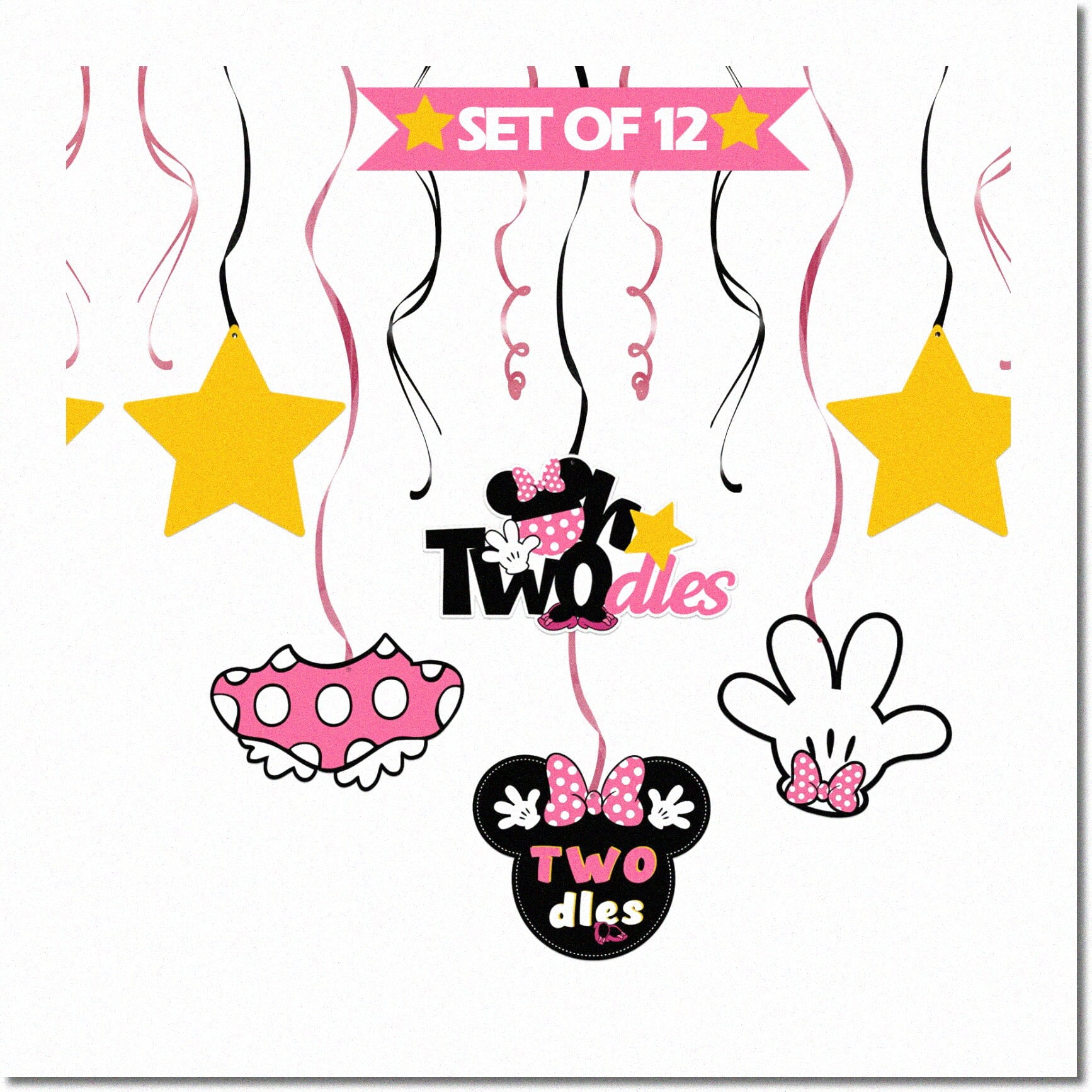 Minnie's 2nd Birthday Swirls Streamers - Mouse Party Hanging ...