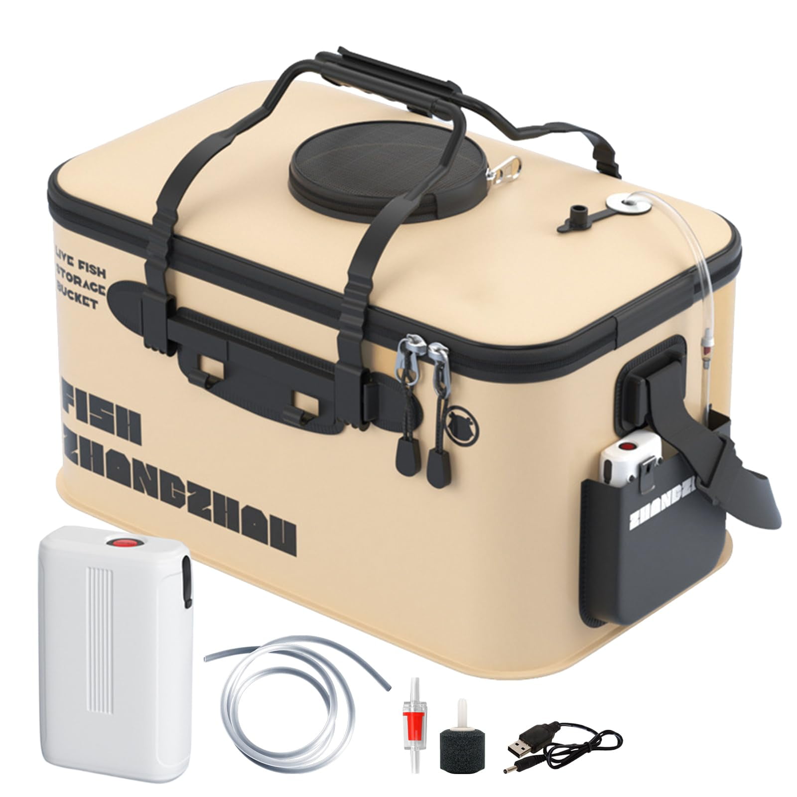 Minnow Bucket with Aerator Built in, 20/24.5 Quart Portable Collapsible ...