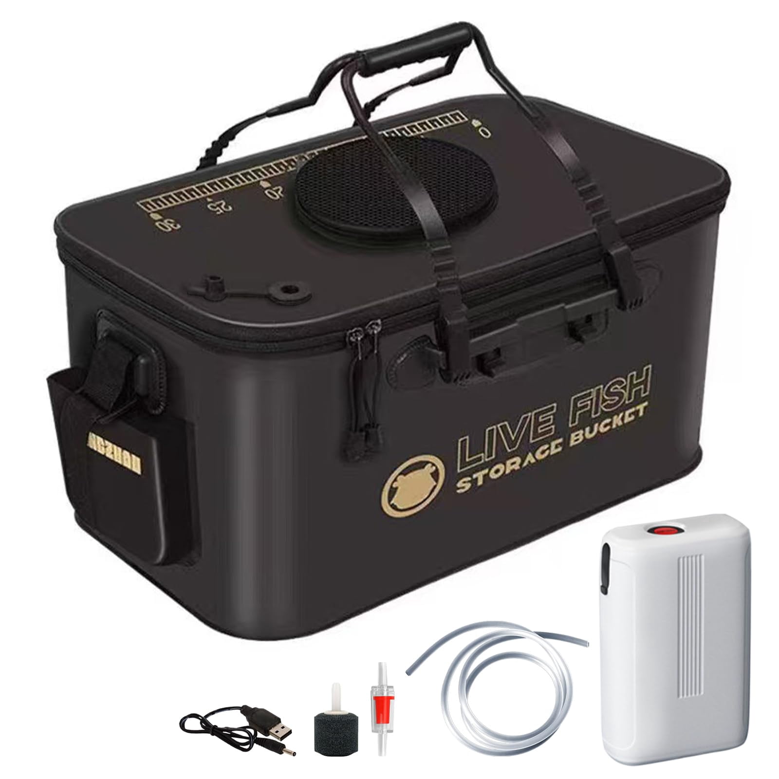 Minnow Bucket with Aerator Built in, 20/24.5 Quart Portable Collapsible ...