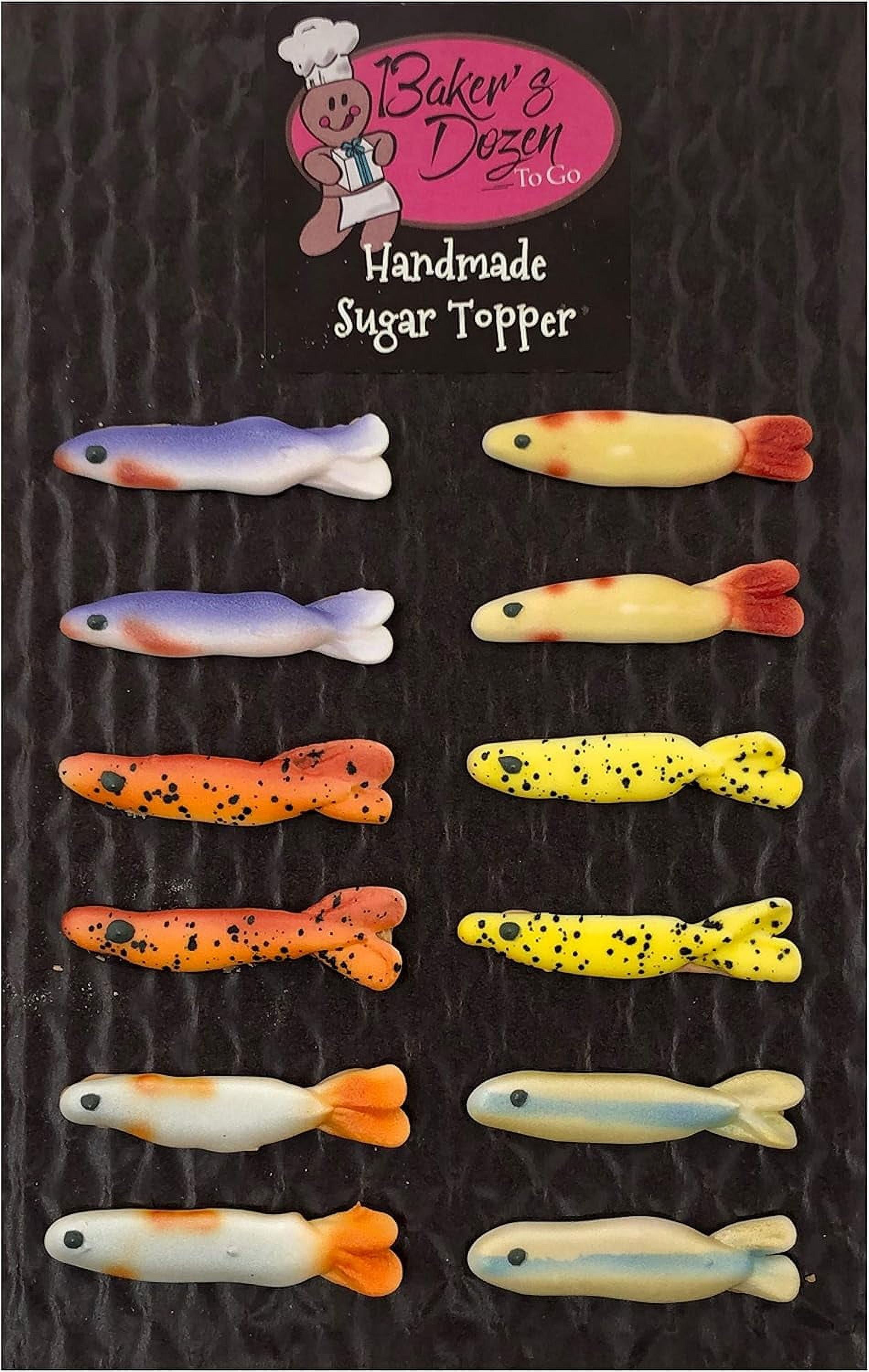 Minnow Fishing Accessory Pack- 12 pcs Edible Icing Cake Decoraion opper ...
