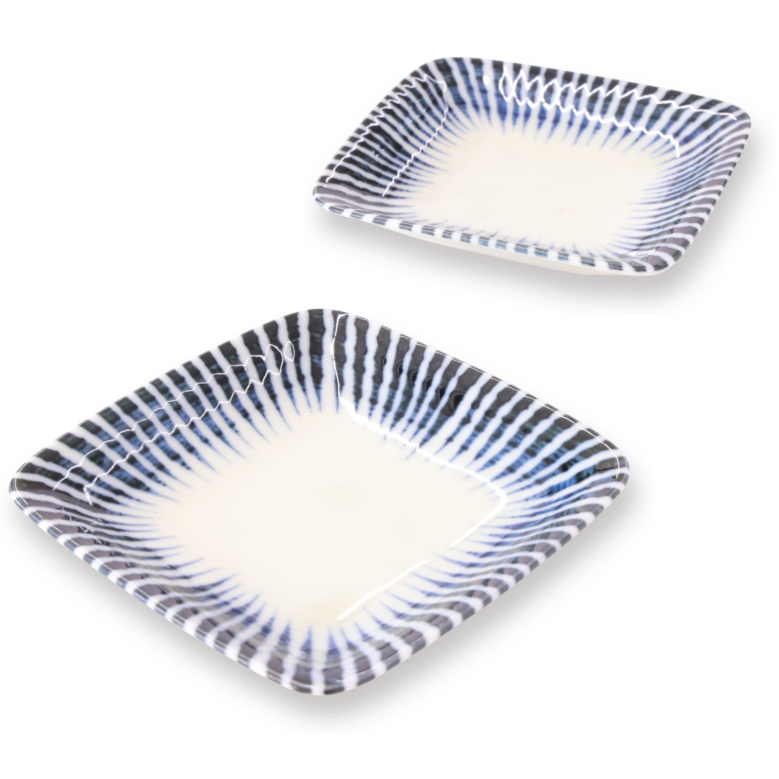 Mino Ware Soy Sauce Dish Set, Japanese Ceramic Square Dipping Plates ...